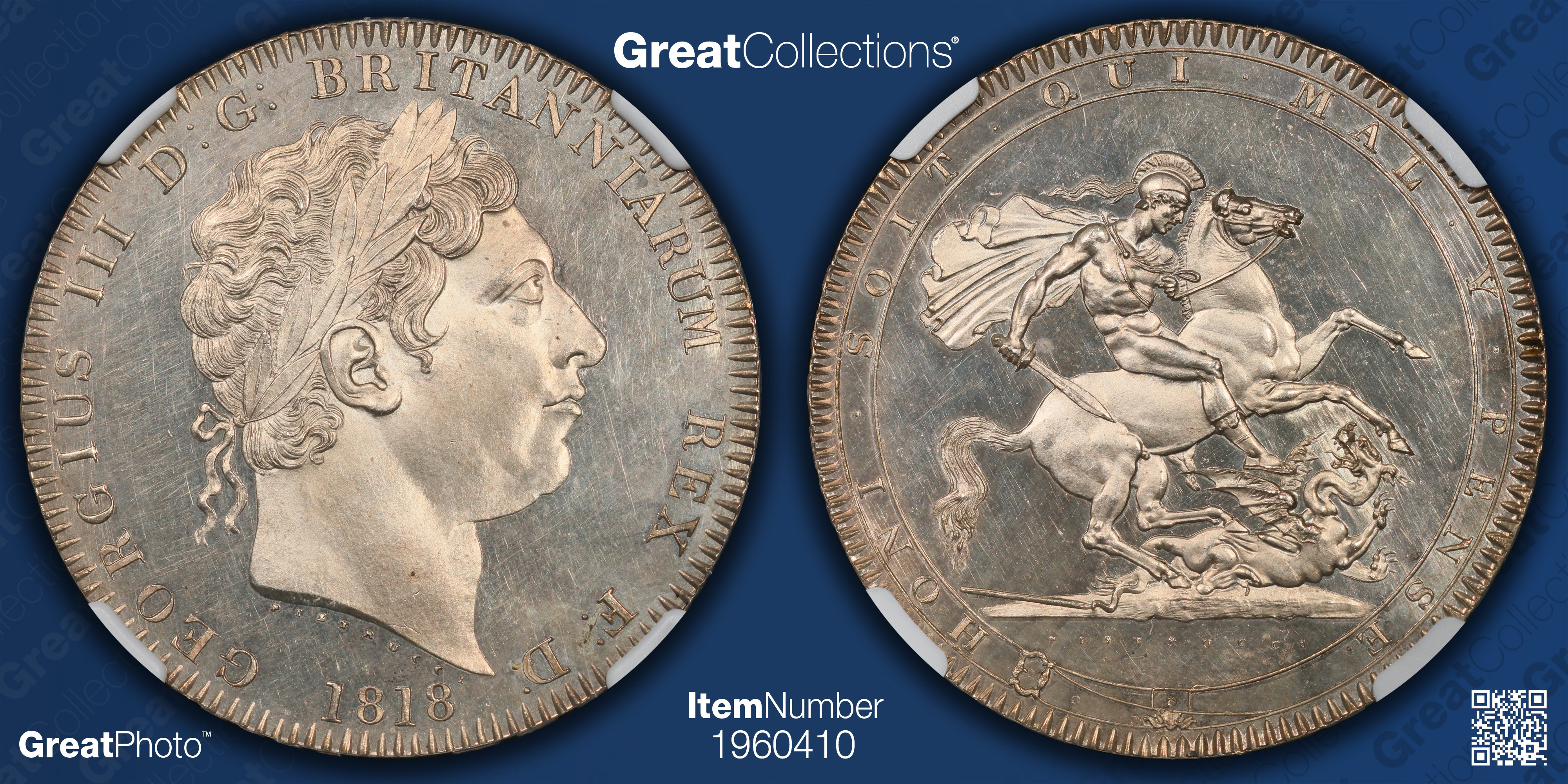 Great Britain 1818 Silver Crown LVIII Edge KM-675 NGC MS-63 PL (Item ...