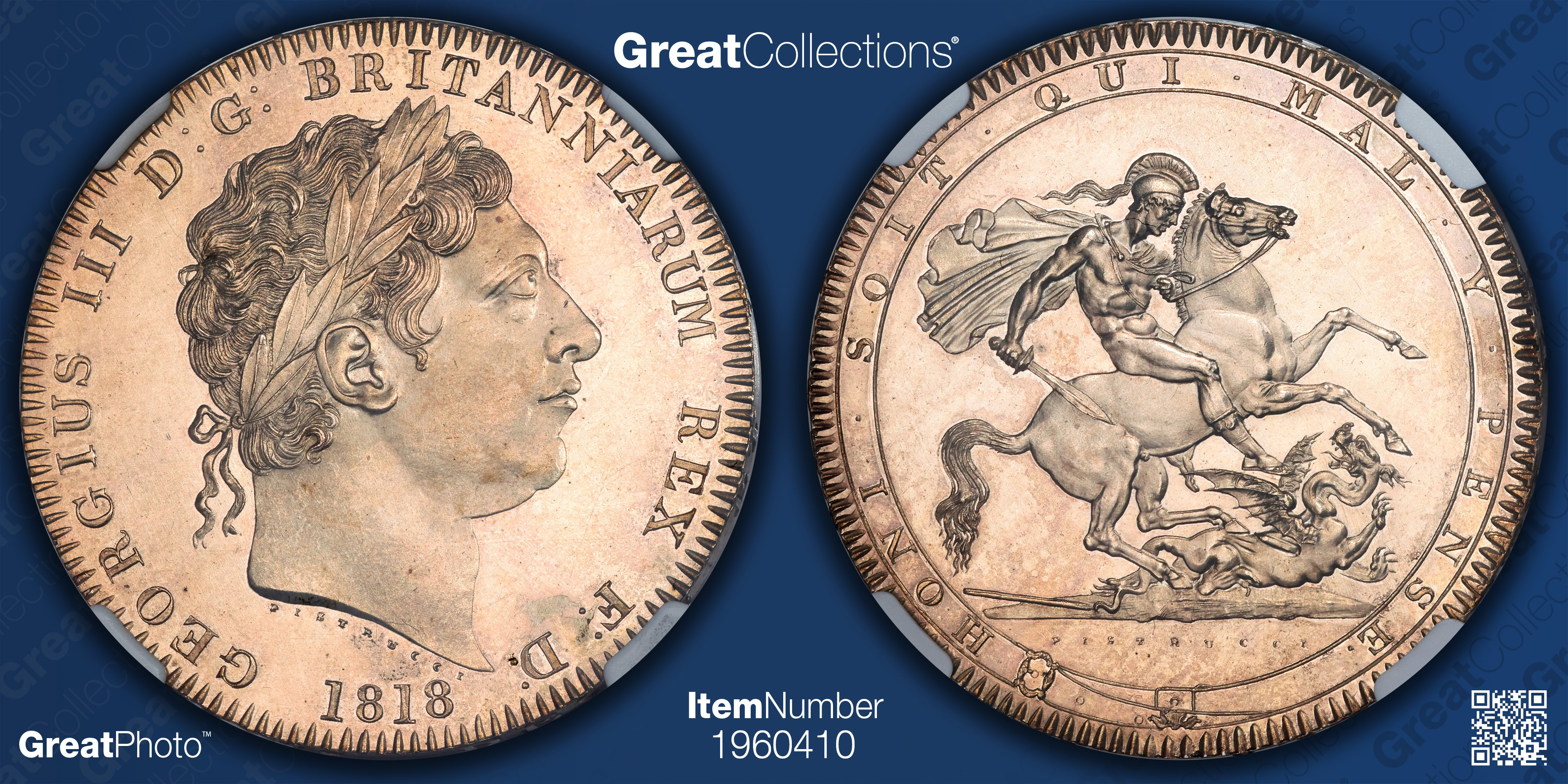 Great Britain 1818 Silver Crown LVIII Edge KM-675 NGC MS-63 PL (Item ...
