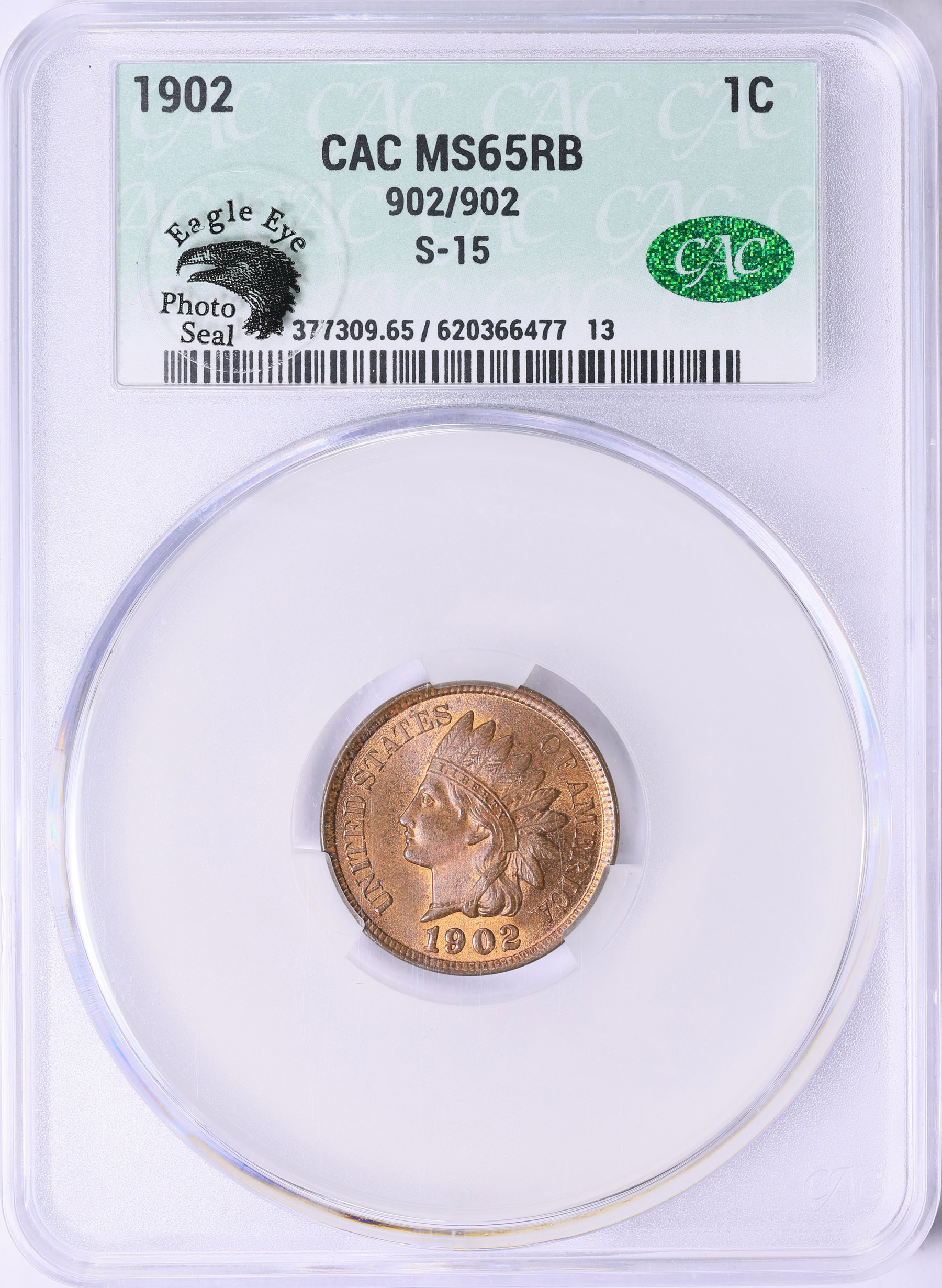 1902 Indian Cent 902/902 S-15 CACG MS-65 RB (Eagle Eye Seal) | CACG ...