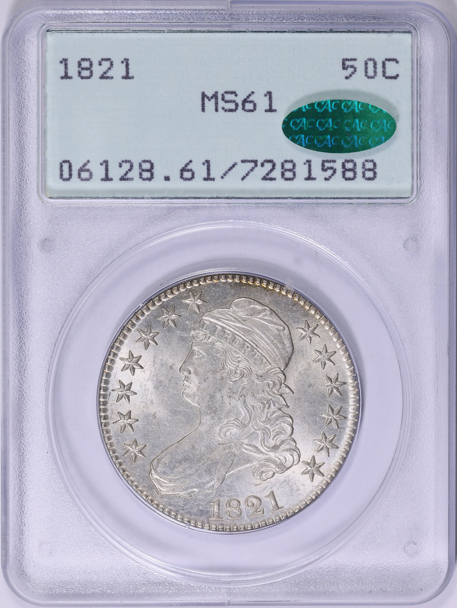 1821 Capped Bust Half Dollar PCGS MS-61 (CAC Green) OGH (1st Gen) (Item ...