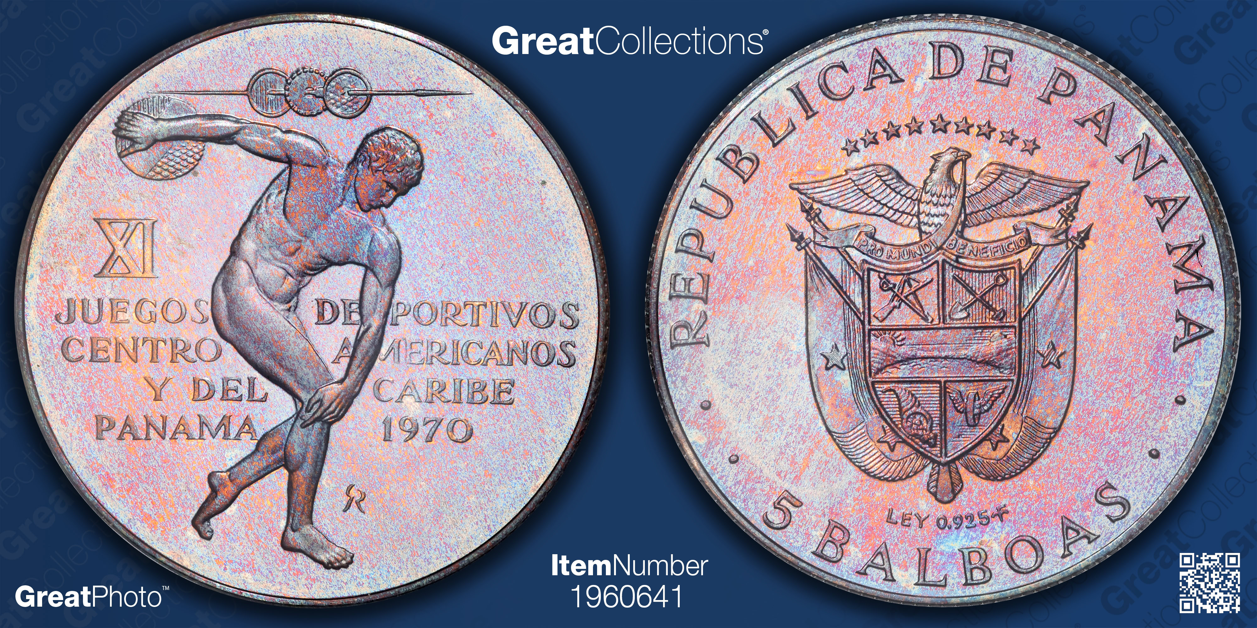 Panama 1970-FM Silver 5 Balboas Central American & Caribbean Games KM ...