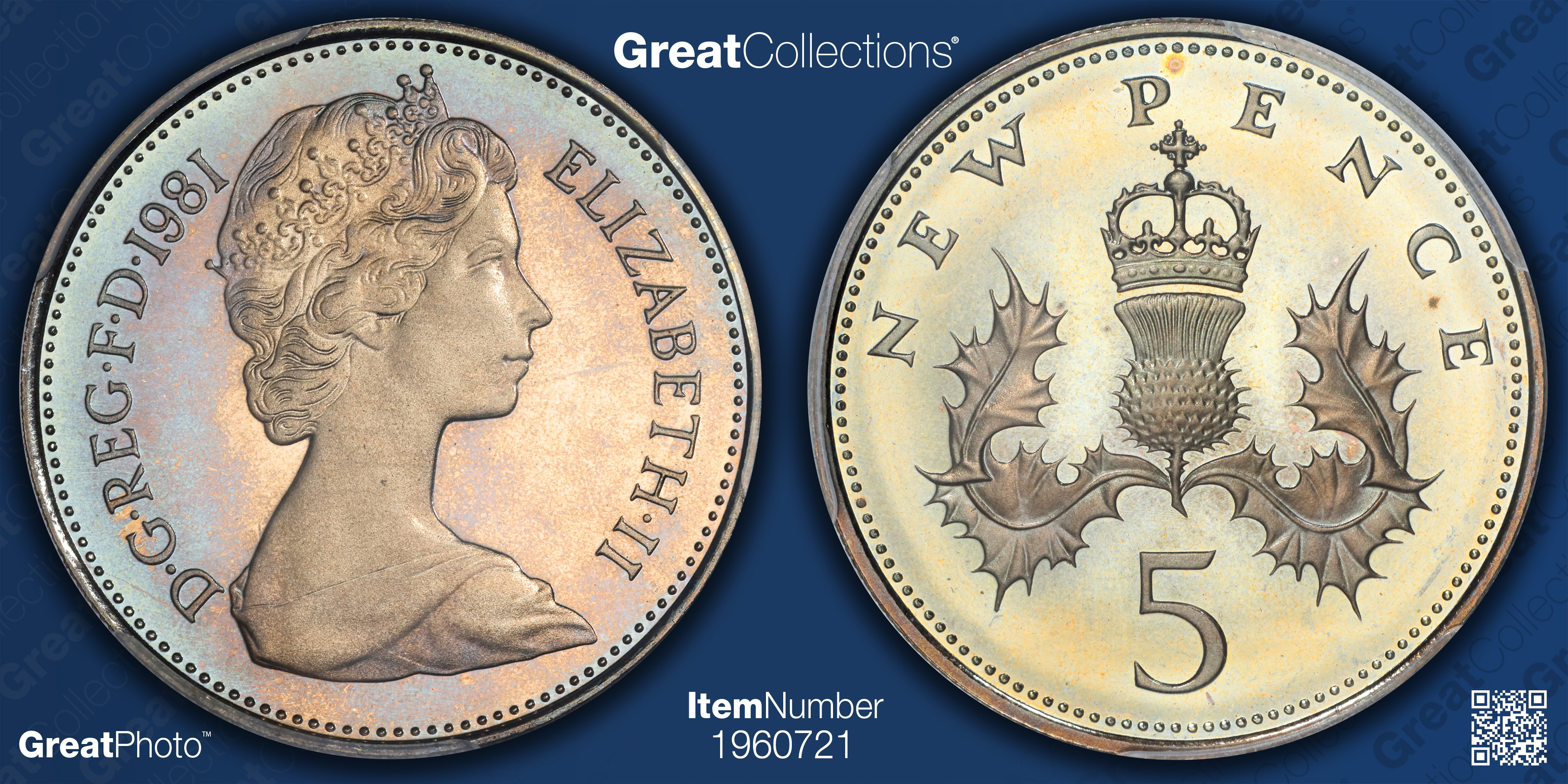 Great Britain 1981 5 Pence New Pence KM-911 PCGS Proof-67 DCAM (Toned ...