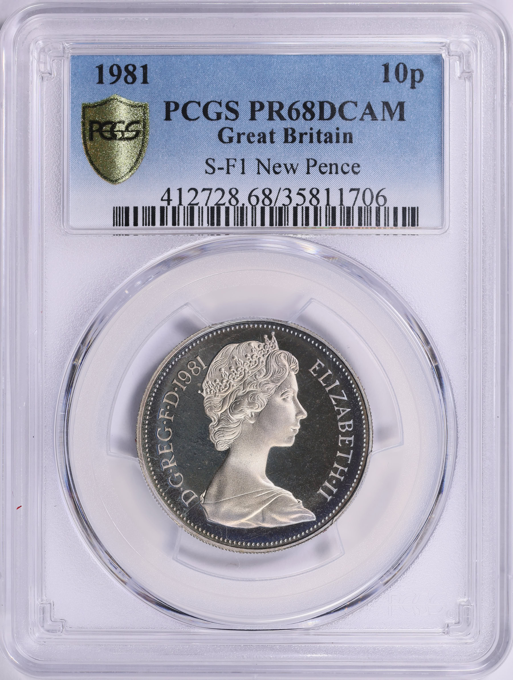 Great Britain 1981 10 Pence New Pence KM-912 PCGS Proof-68 DCAM (Toned ...