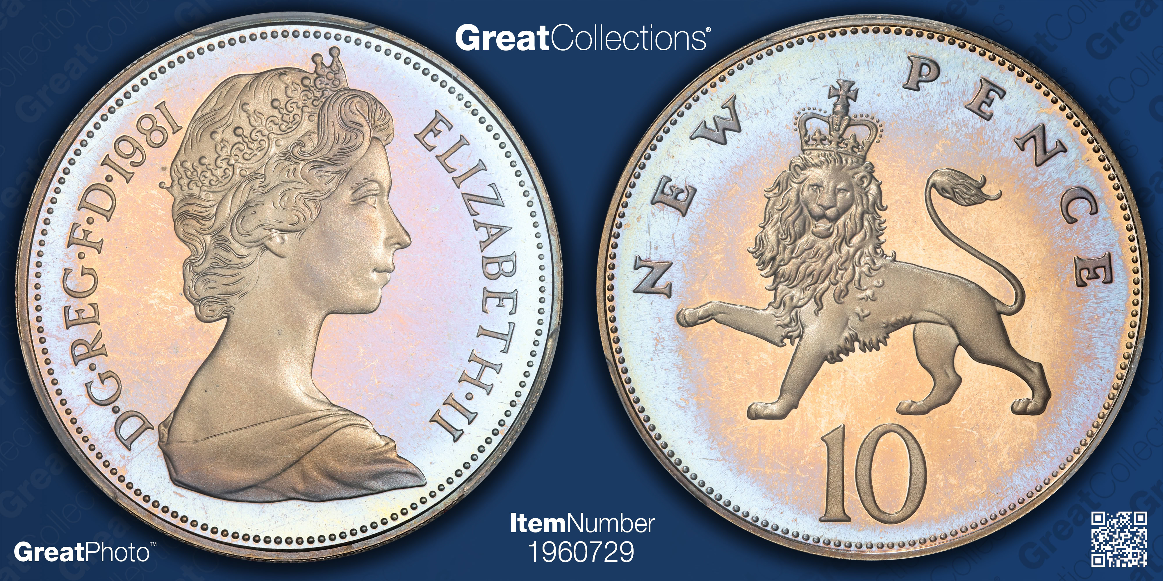 Great Britain 1981 10 Pence New Pence KM-912 PCGS Proof-68 DCAM (Toned ...