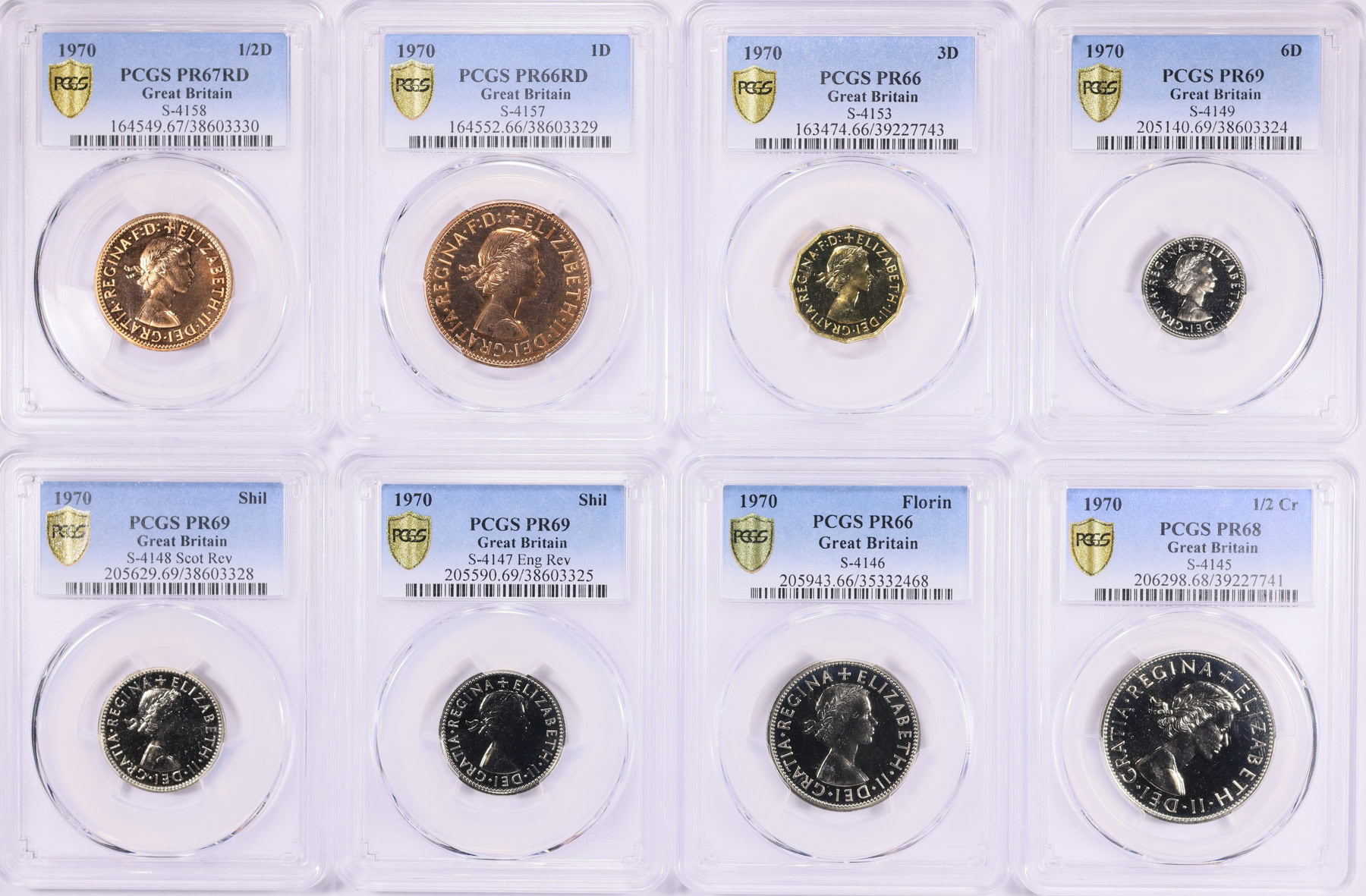 Great Britain 1970 1/2 Penny to 1/2 Crown Proof Set KM-PS26 PCGS Proof ...