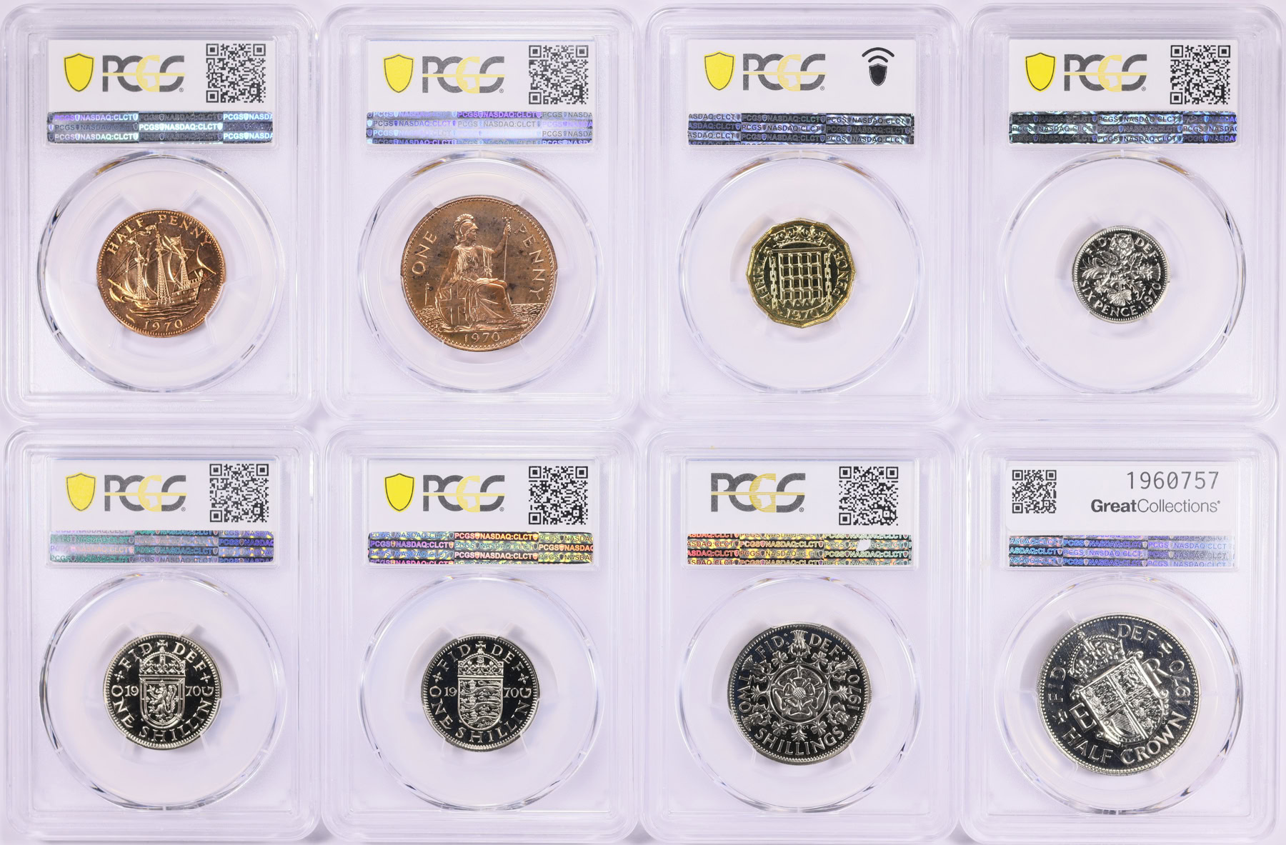 Great Britain 1970 1/2 Penny to 1/2 Crown Proof Set KM-PS26 PCGS Proof ...
