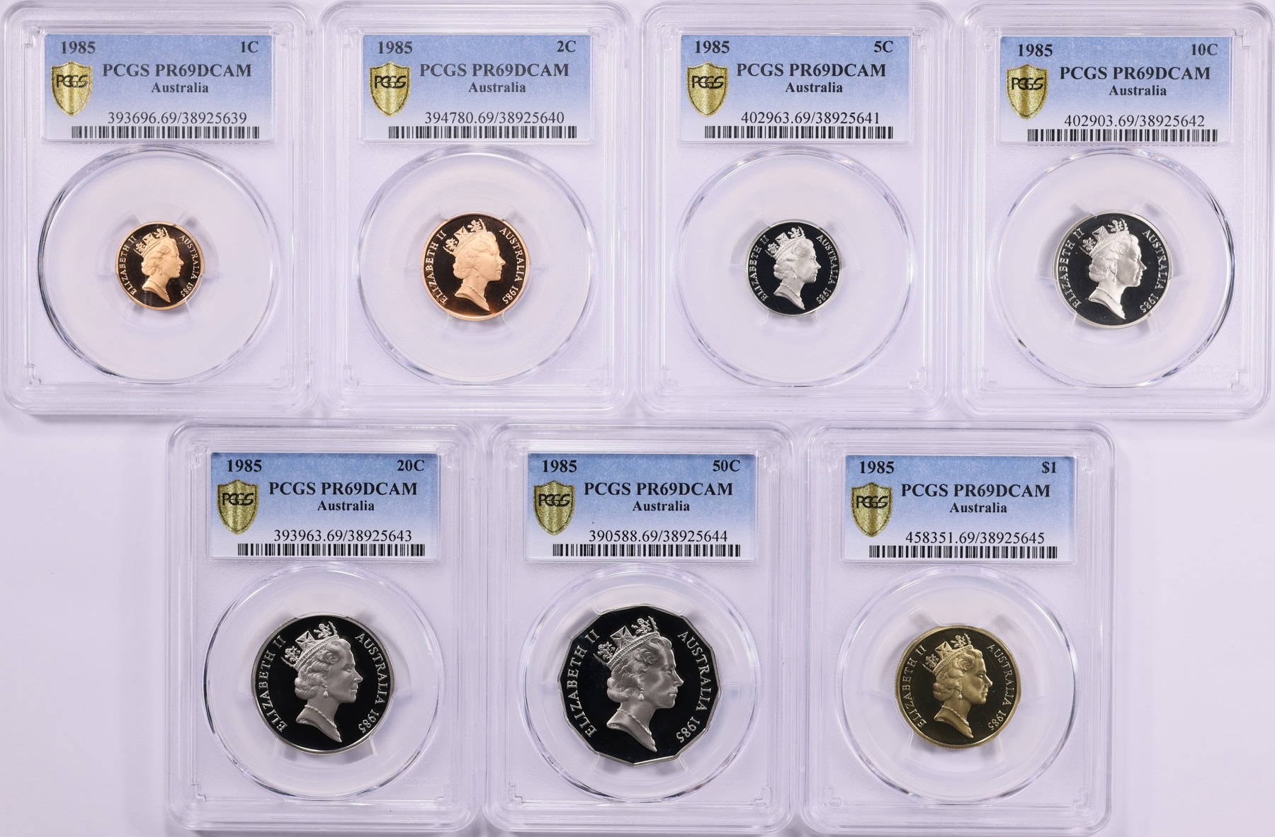 Australia 1985 Cent to Dollar Proof Set KM-PS47 PCGS Proof-69 DCAM (7 ...