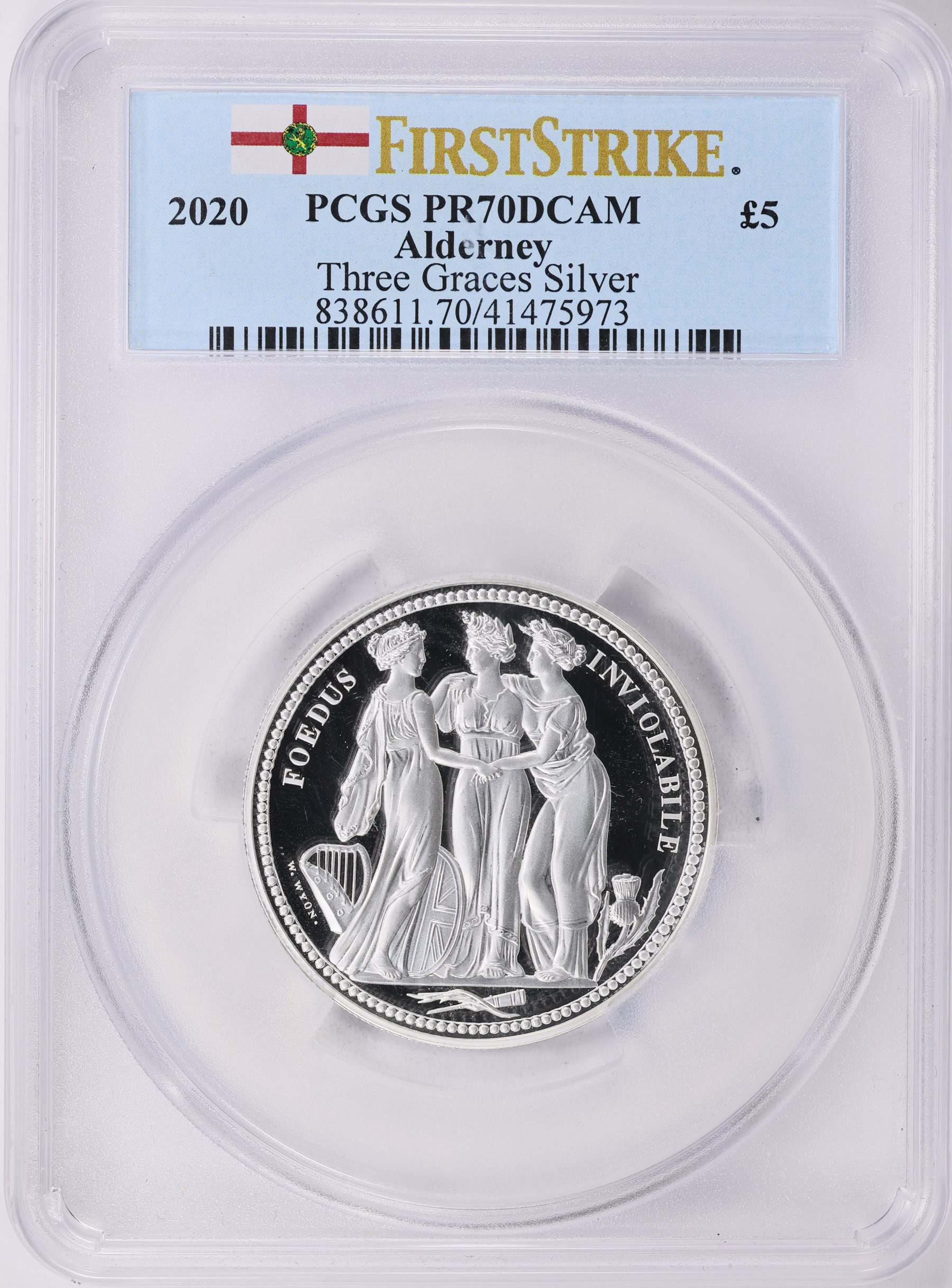 Alderney 2020 Silver £5 Three Graces First Strike PCGS Proof-70 DCAM ...