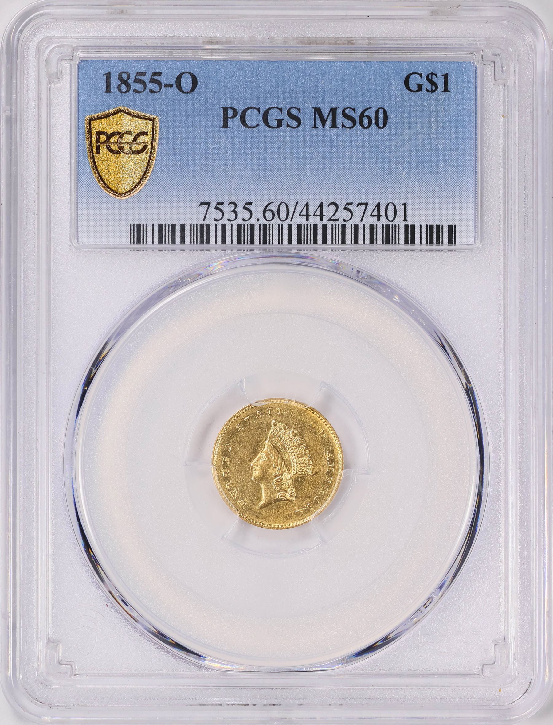 1855-O Indian Princess Gold Dollar PCGS MS-60 (Item 1961076 ...
