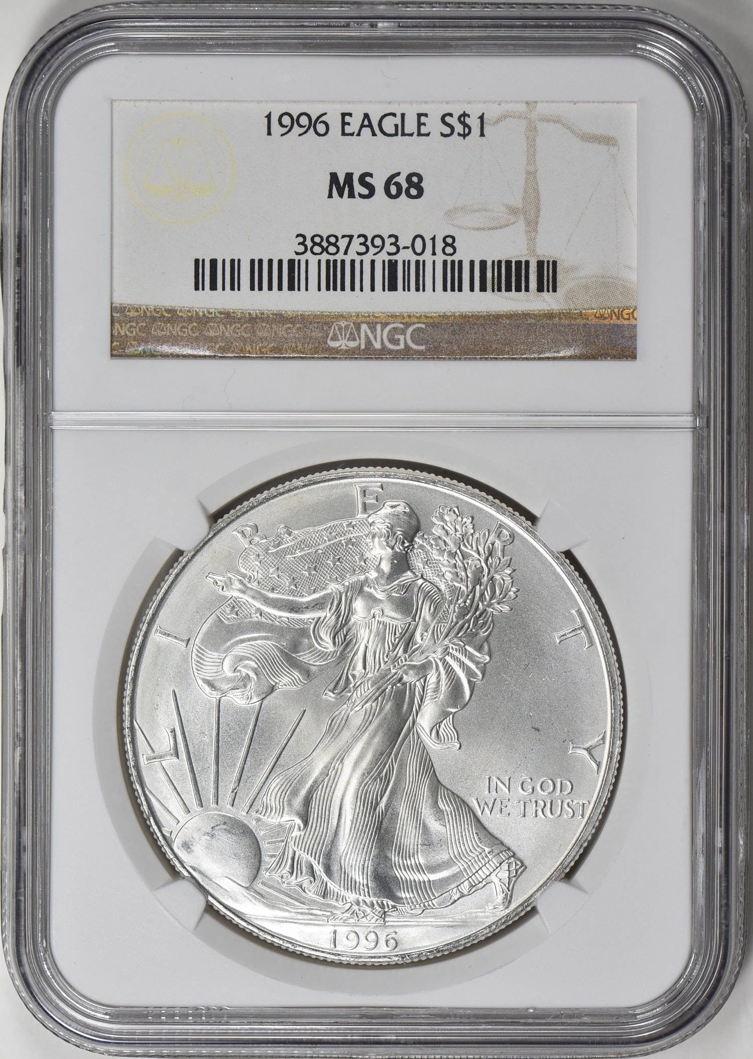 1996 $1 Silver Eagle NGC MS-68 (Item 1961309) | GreatCollections Coin ...