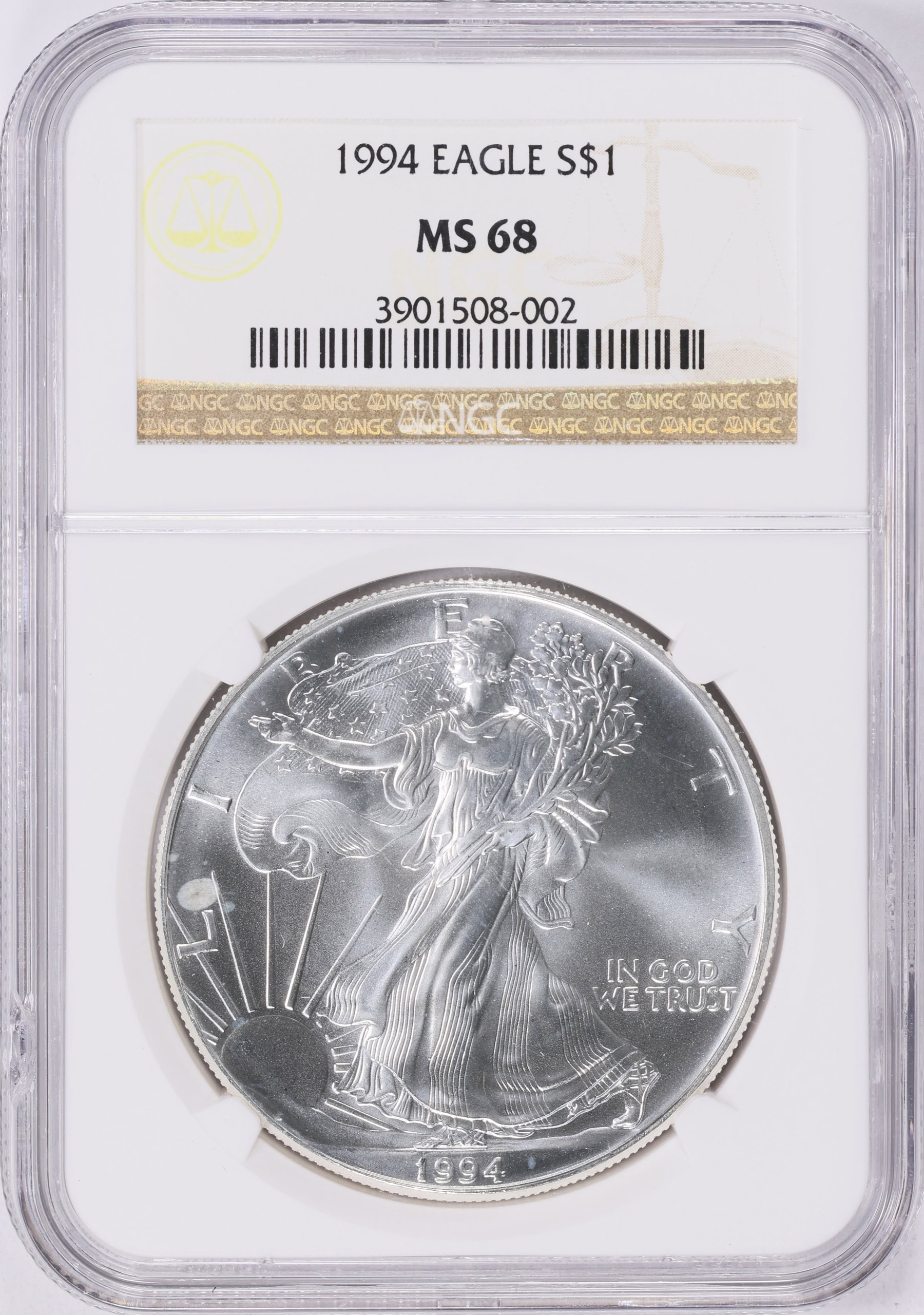 1994 $1 Silver Eagle NGC MS-68 (Item 1961336) | GreatCollections Coin ...