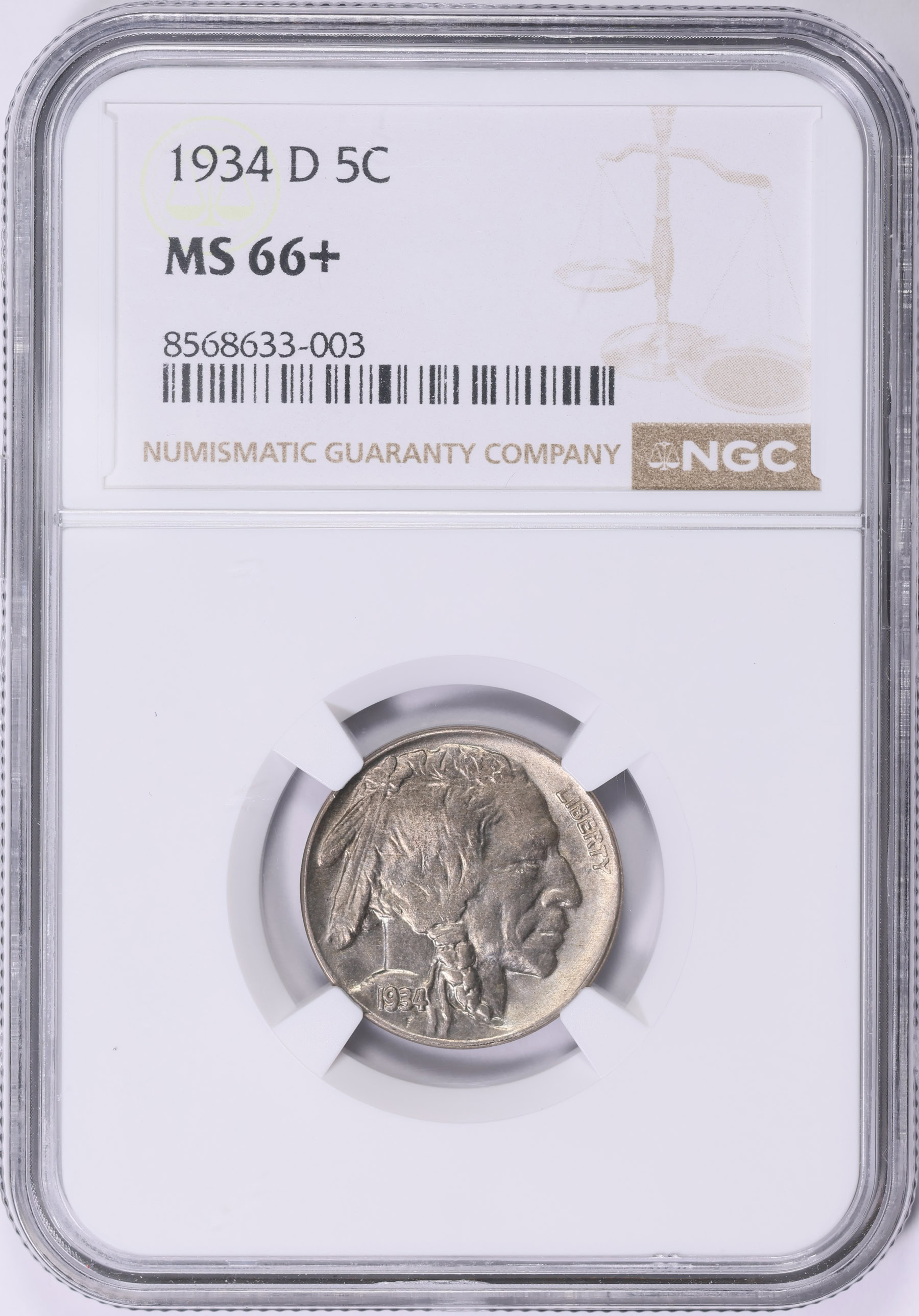 1934-D Buffalo Nickel NGC MS-66+ (Item 1961406) | GreatCollections Coin ...