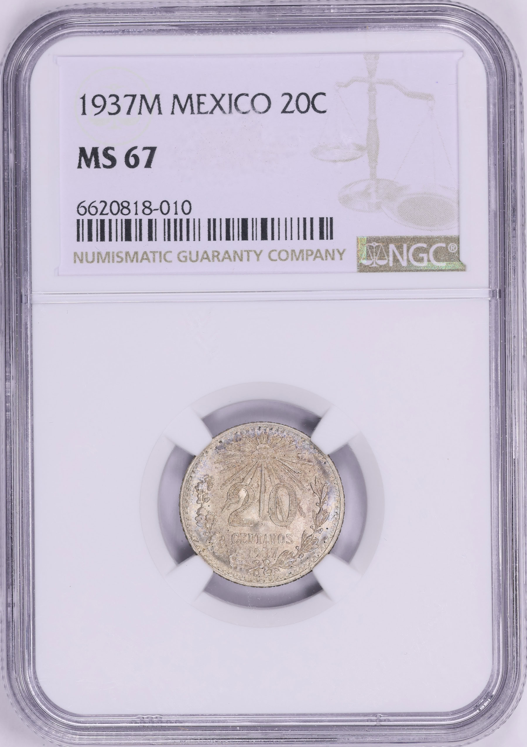Mexico 1937-M Silver 20 Centavos KM-438 NGC MS-67 (Item 1961537 ...