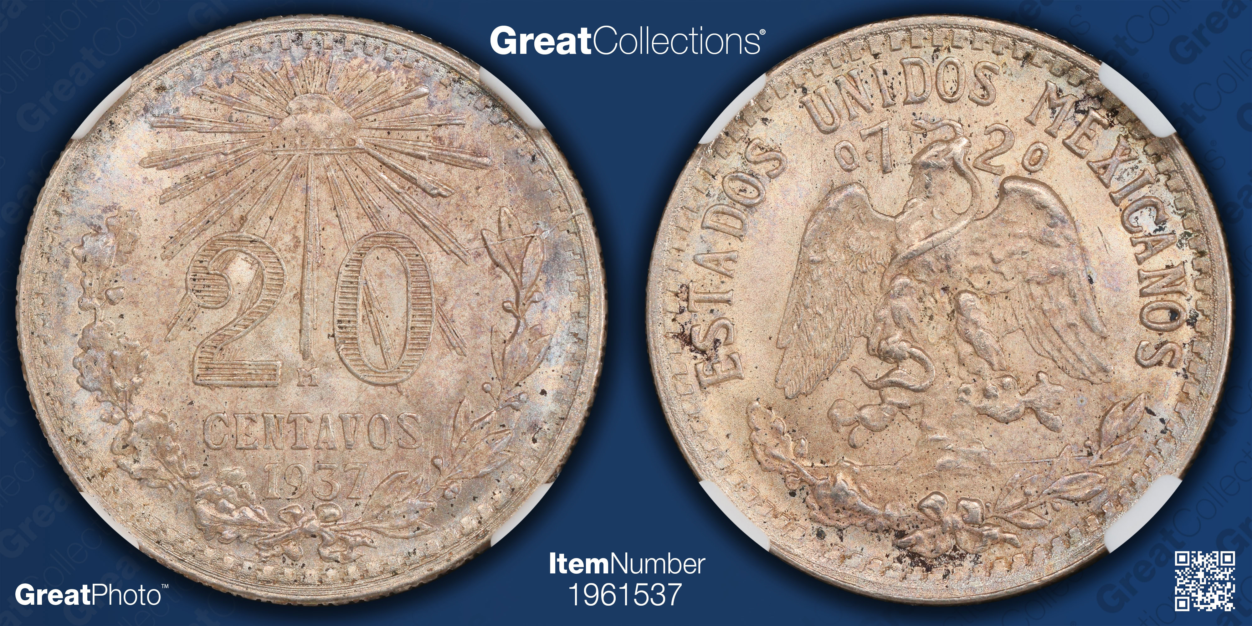 Mexico 1937-M Silver 20 Centavos KM-438 NGC MS-67 (Item 1961537 ...