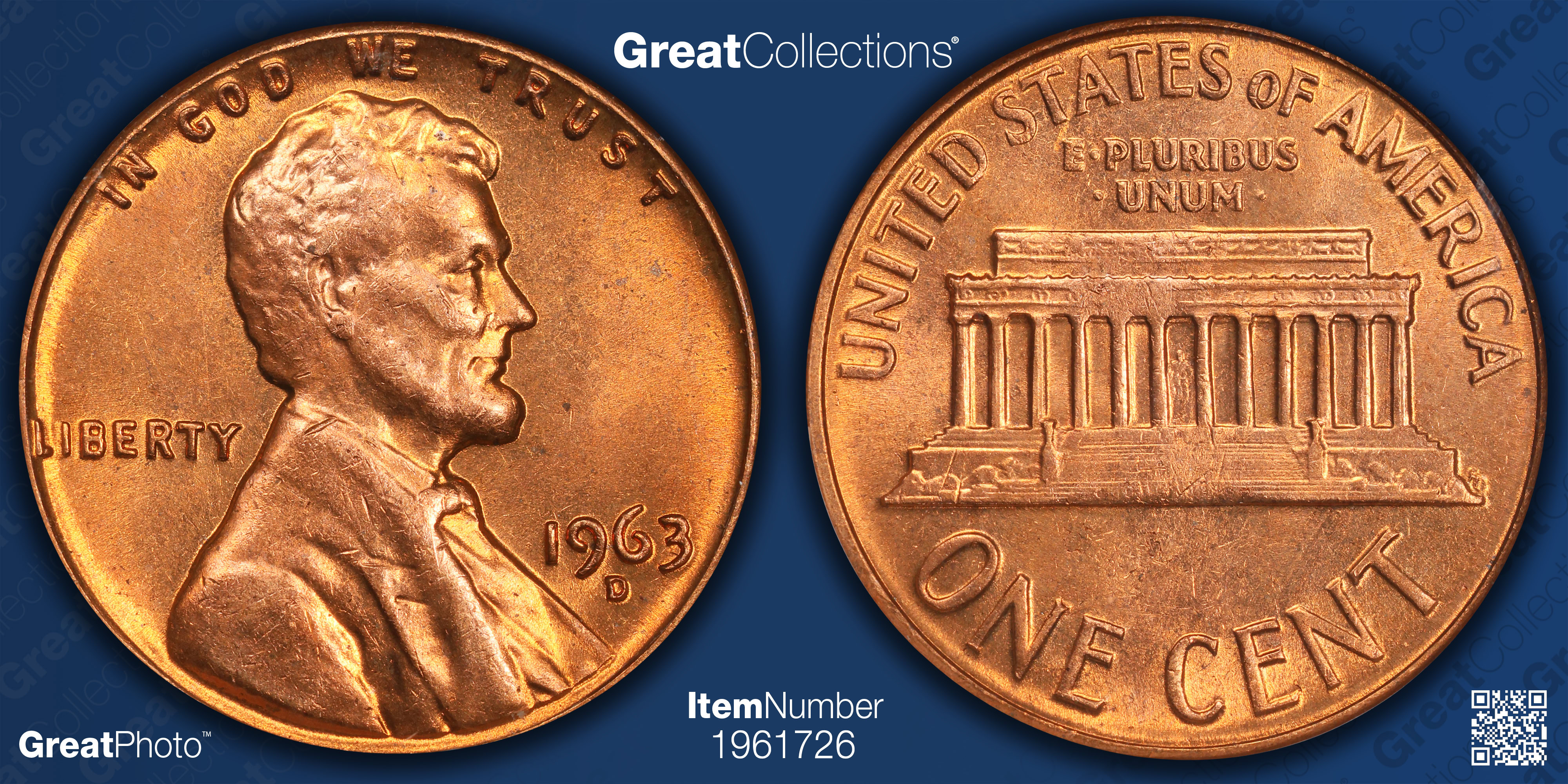 1963-D Lincoln Cent DDO FS-025.8 Die 1 ANACS MS-64 RD OH (Item 1961726 ...