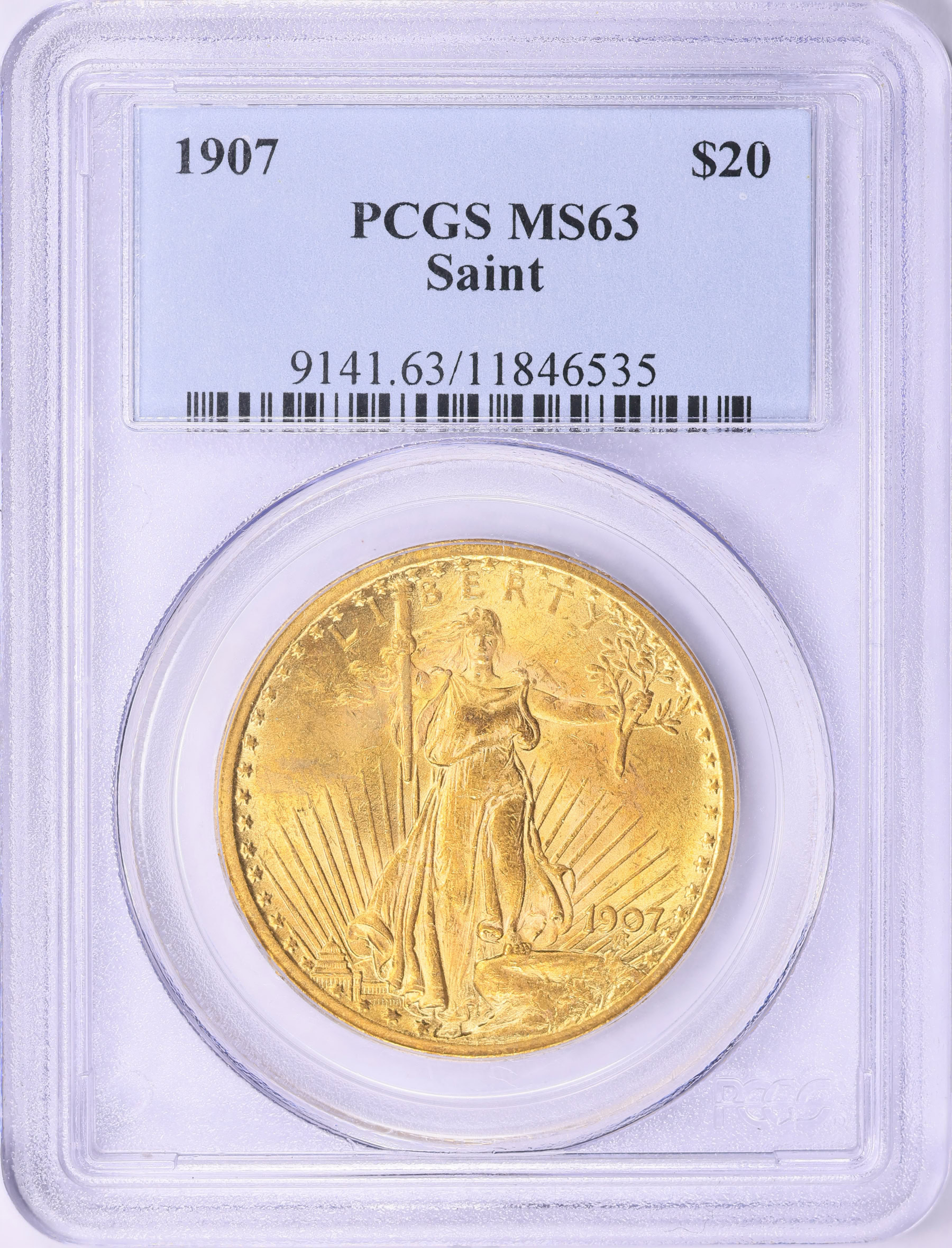 1907 Saint-Gaudens Gold Double Eagle Arabic Numerals PCGS MS-63 (Item ...