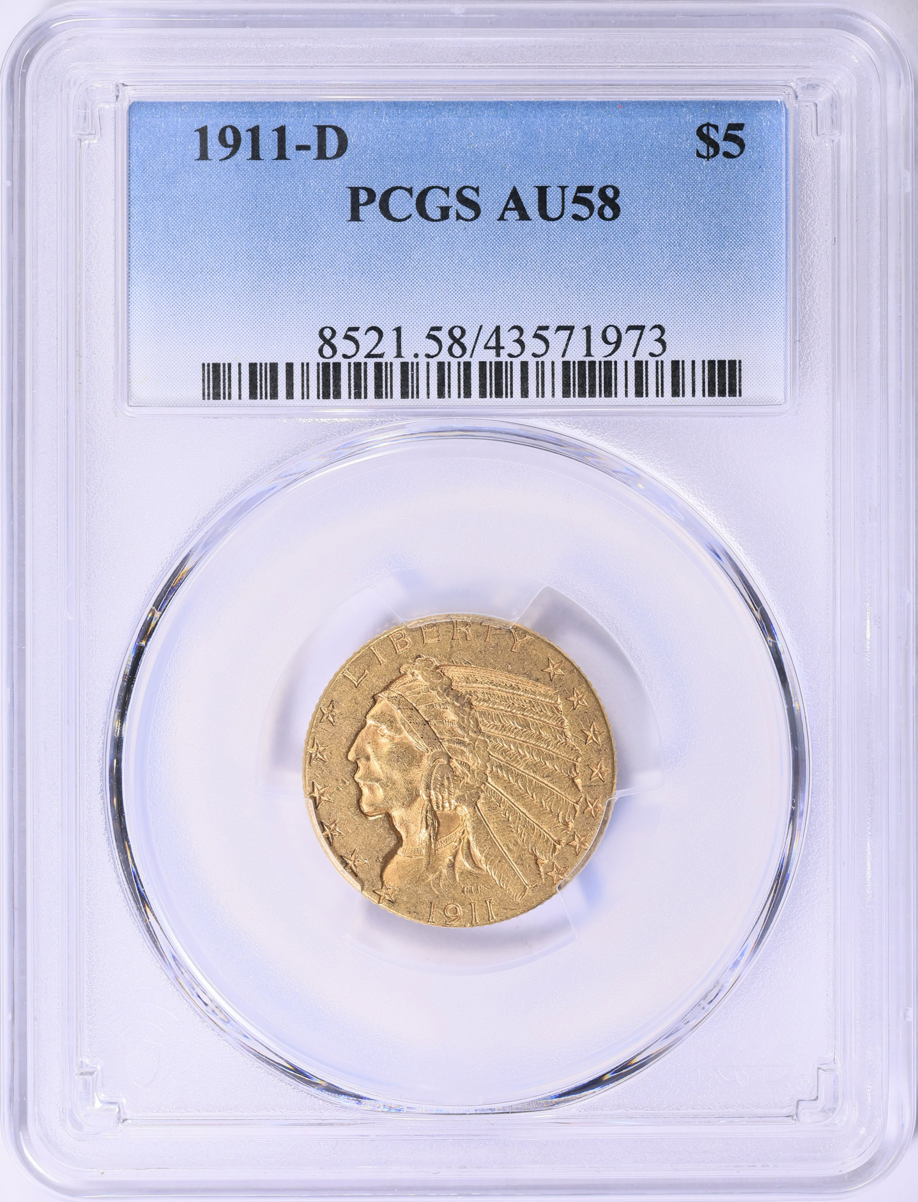1911-D Indian Gold Half Eagle PCGS AU-58 (Item 1962105 ...