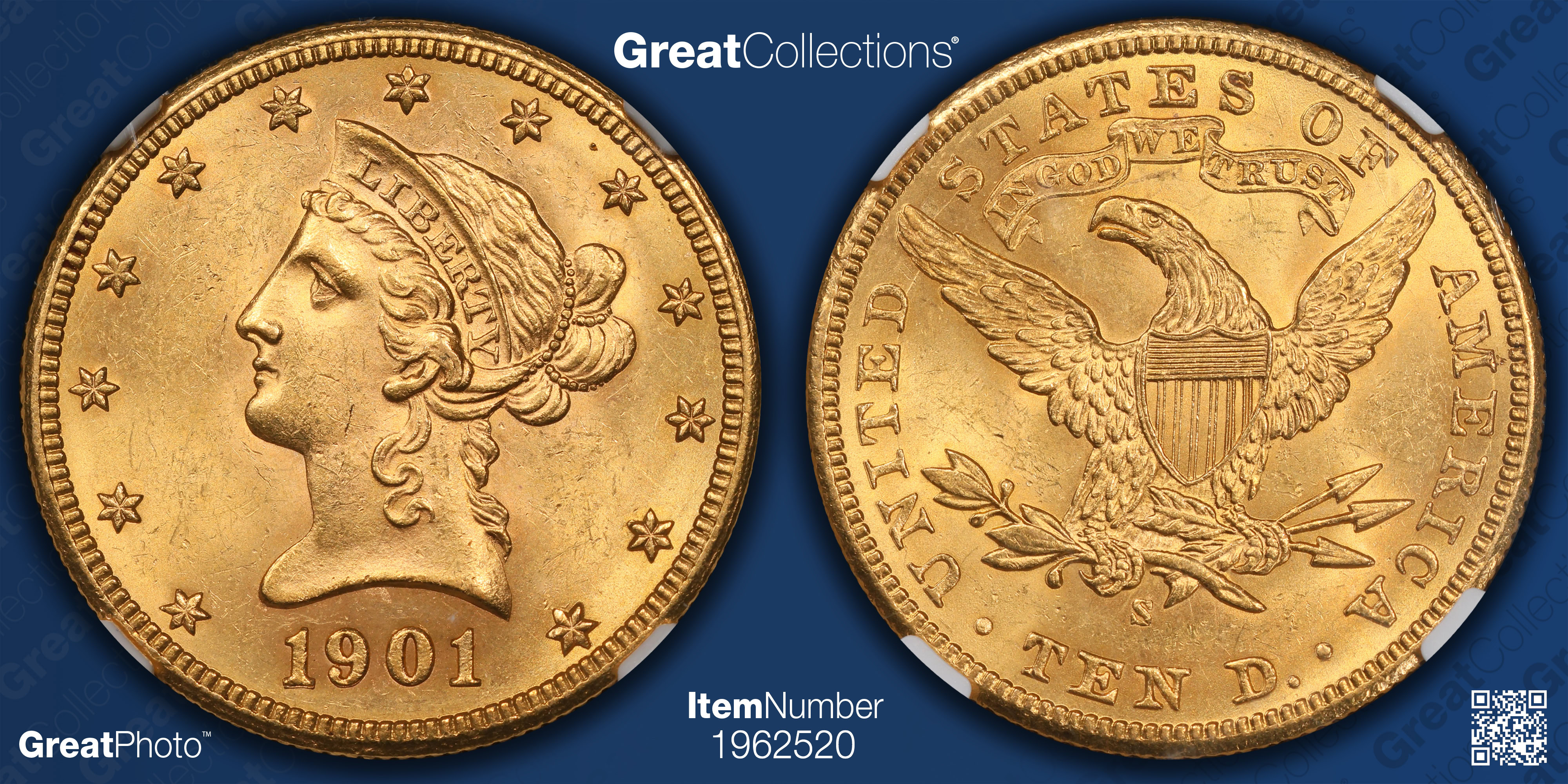 1901/190-S Liberty Gold Eagle VP-001 NGC MS-62 | NGC Cert #6973722-003 ...