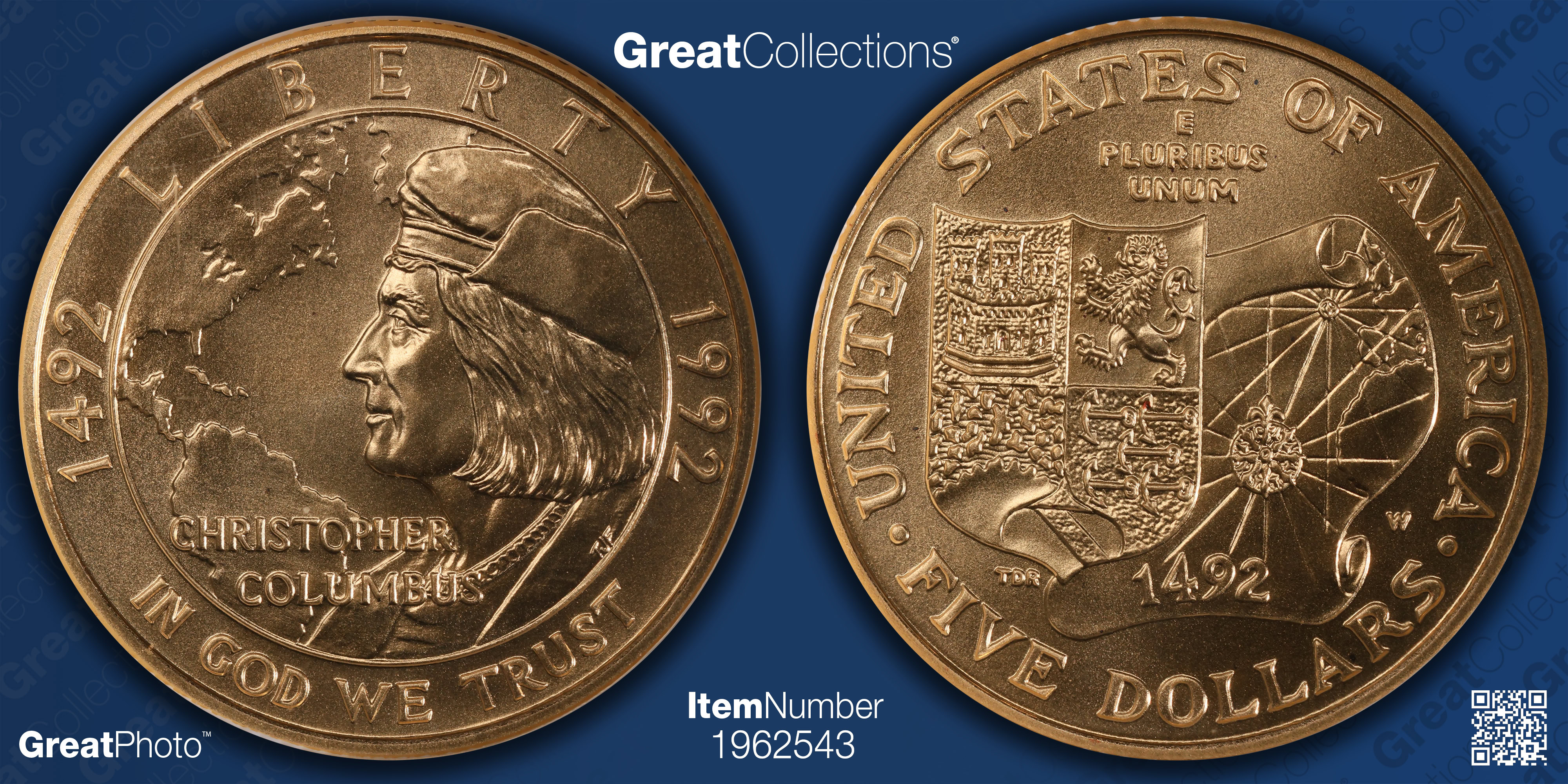 1992-W Christopher Columbus Quincentenary Gold $5 NGC MS-70 (US Vault ...