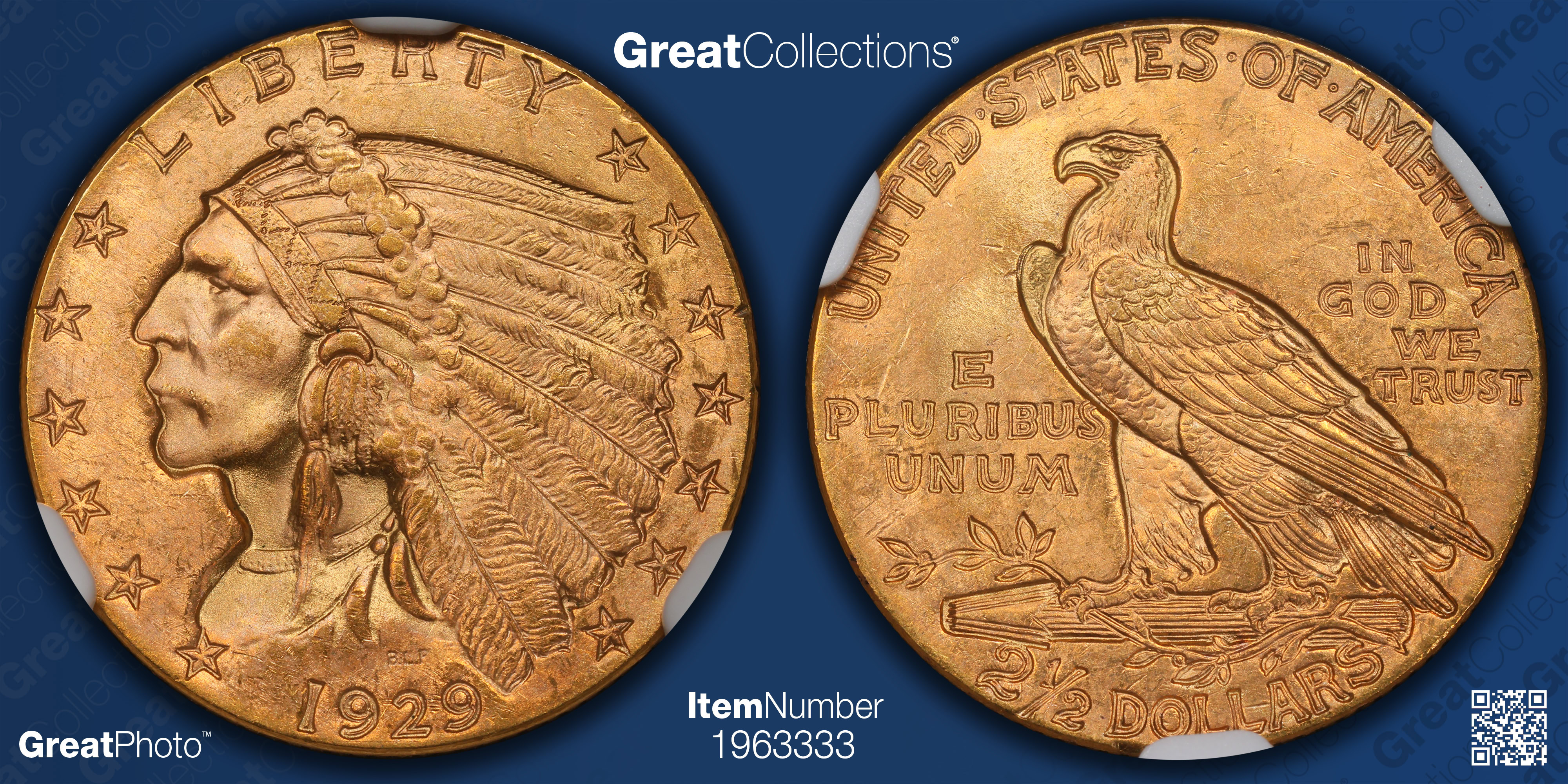 1929 Indian Gold Quarter Eagle NGC MS-65 (Item 1963333 ...