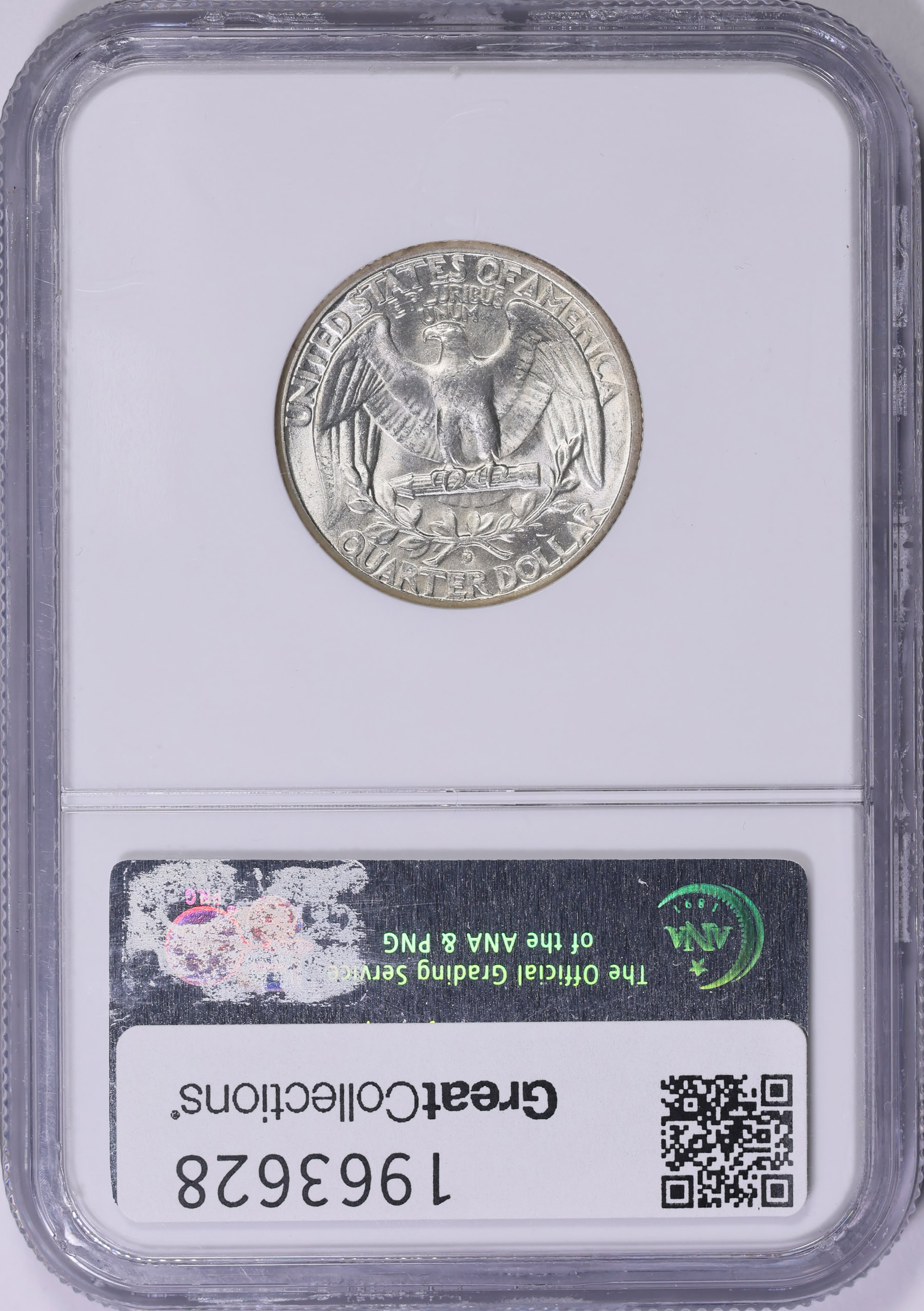 1935-D Washington Quarter NGC MS-63 (Item 1963628) | GreatCollections ...