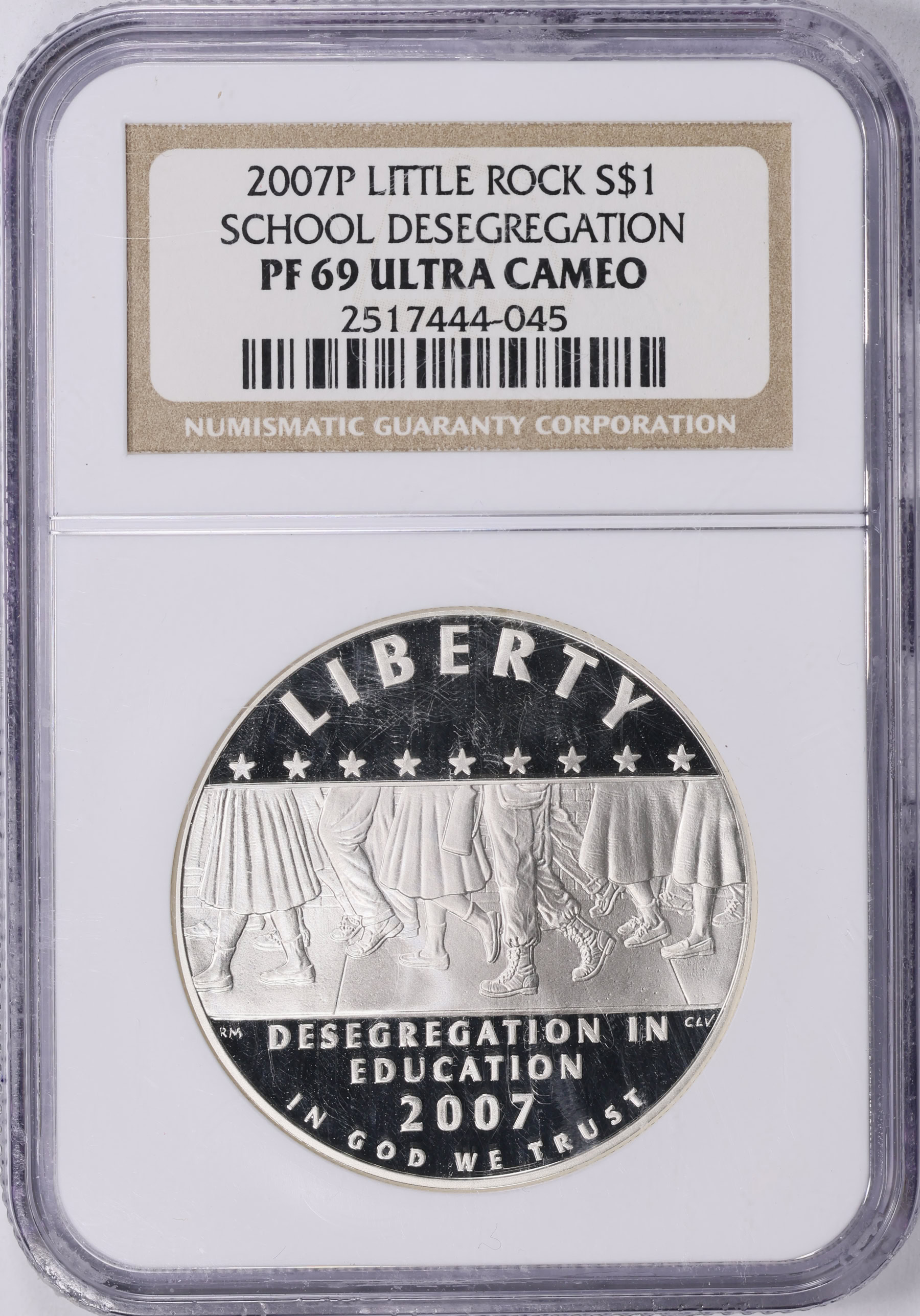 2007-P Little Rock Central High School Desegregation Silver Dollar NGC ...