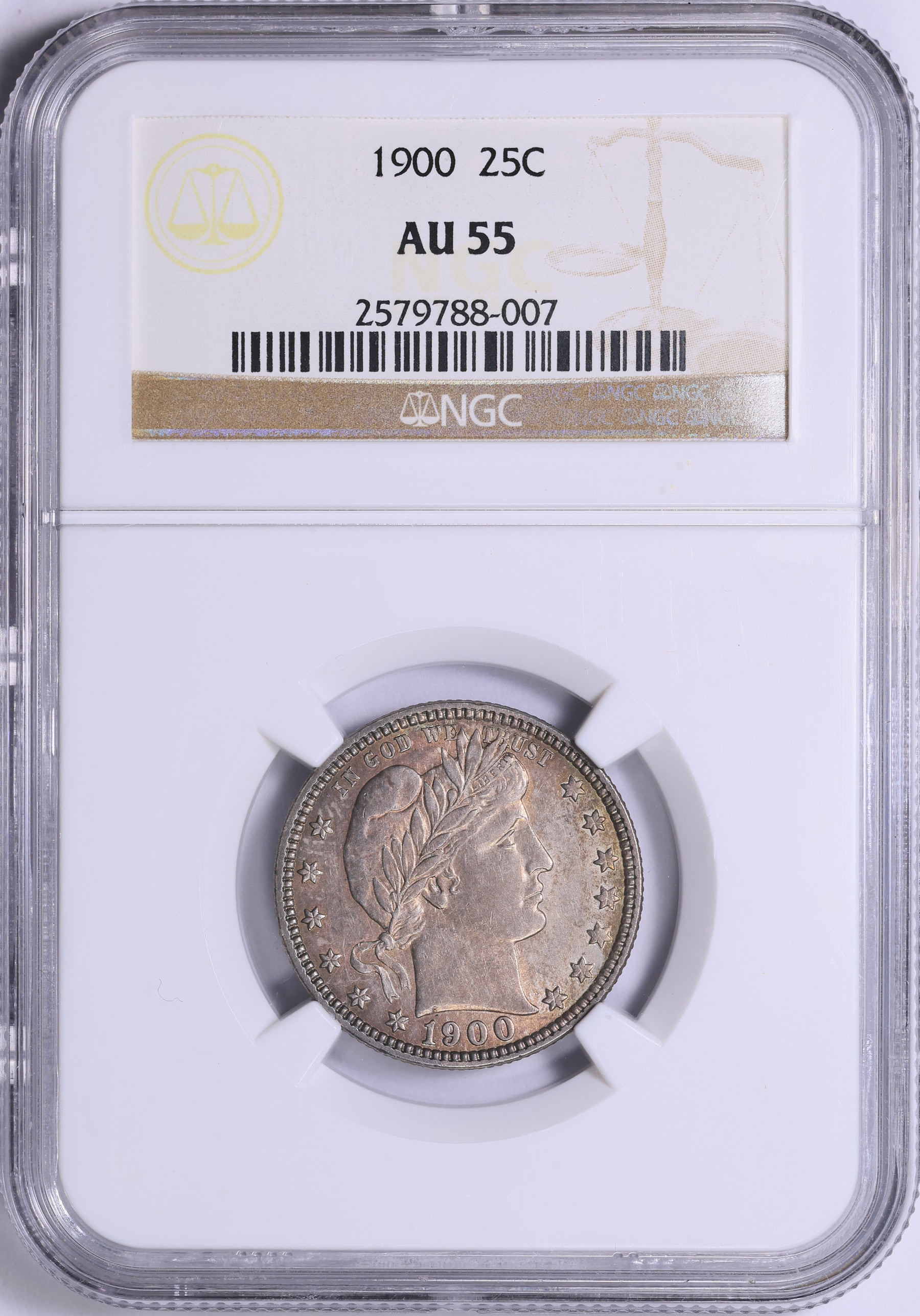 1900 Barber Quarter NGC AU-55 (Toned) (Item 1965535) | GreatCollections ...