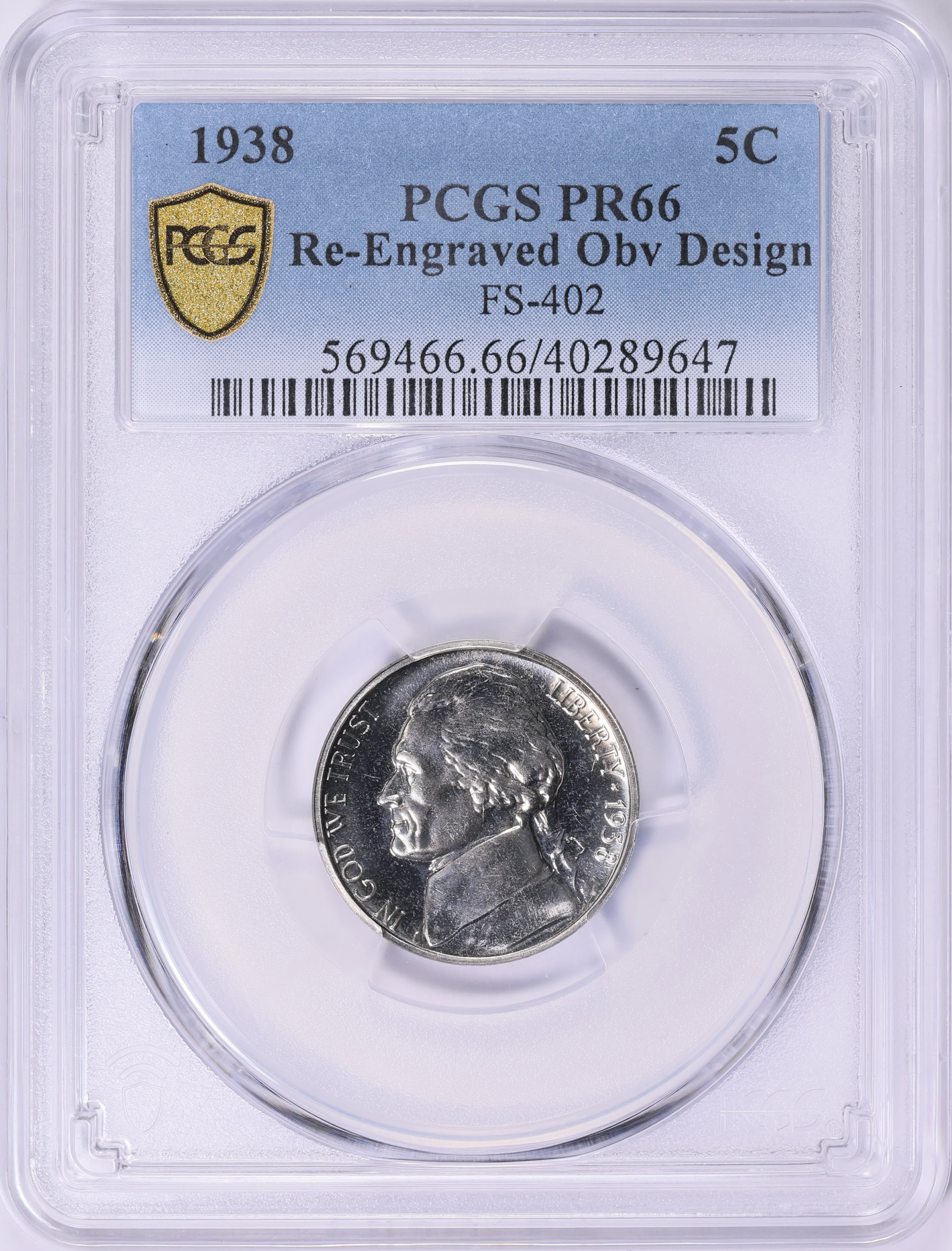1938 Jefferson Nickel Re-Engraved Design FS-402 PCGS Proof-66 (Item ...