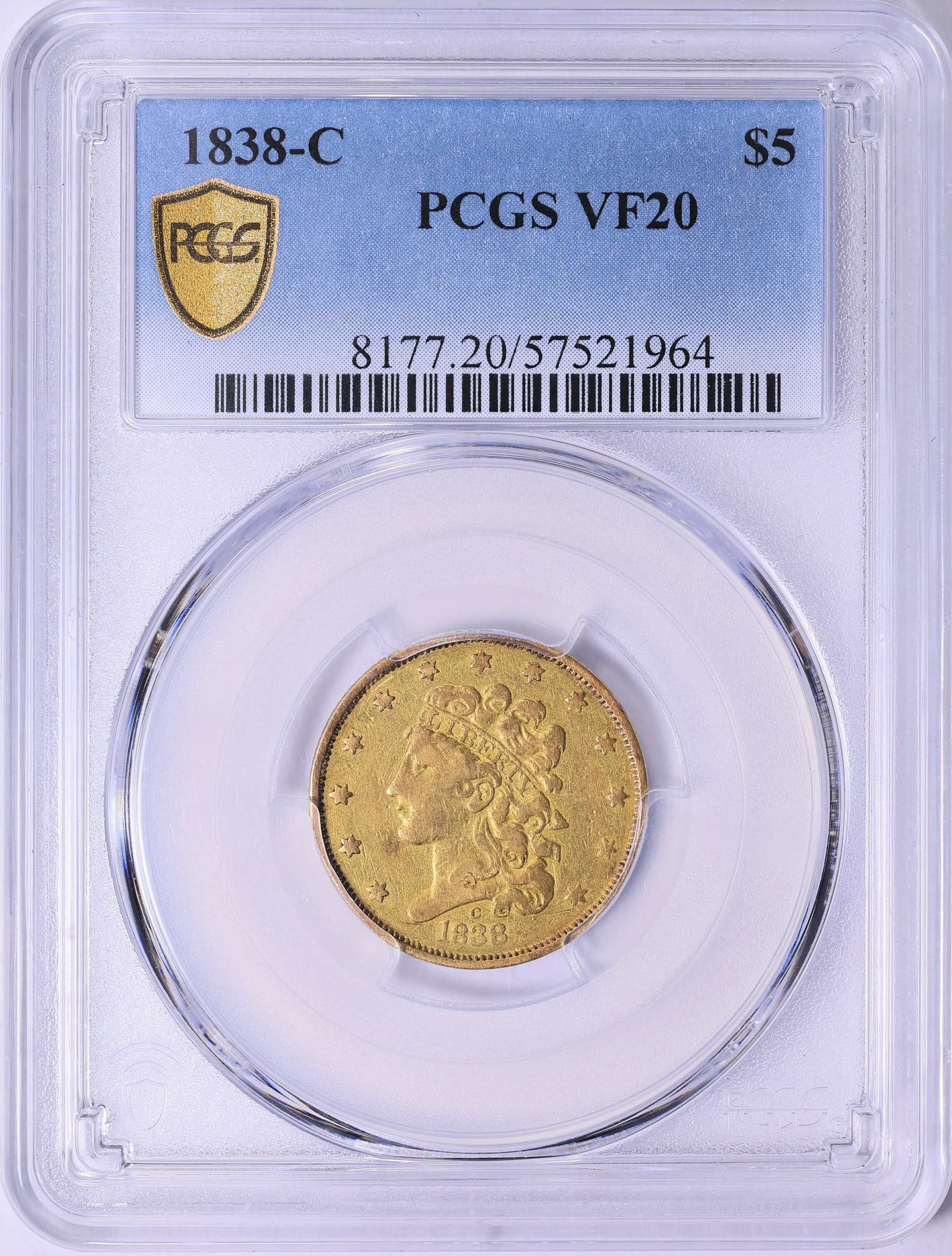 1838-C Classic Head Gold Half Eagle PCGS VF-20 (Item 1965636 ...