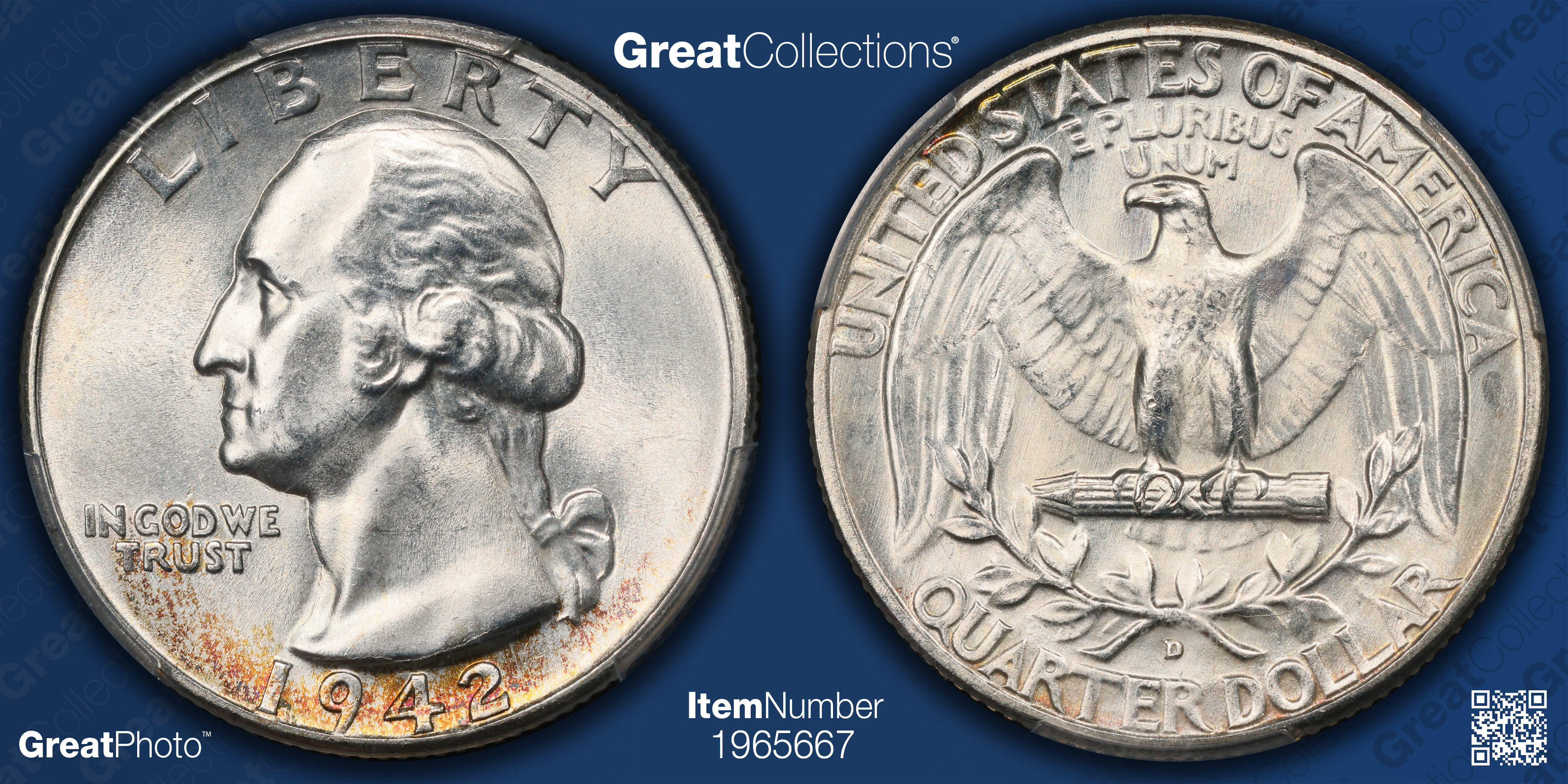 1942-D Washington Quarter PCGS MS-65 (Item 1965667) | GreatCollections ...