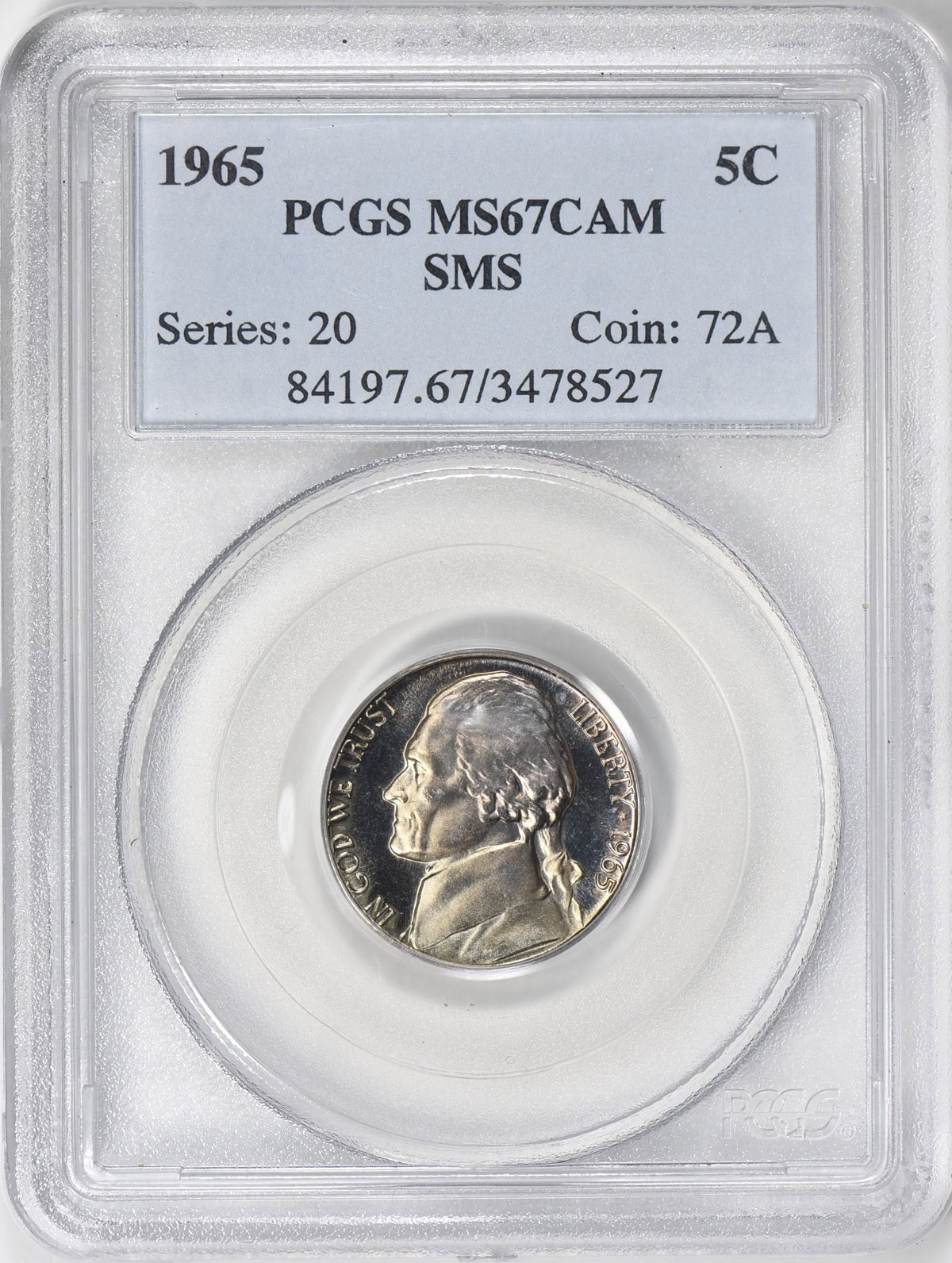 1965 Jefferson Nickel SMS PCGS MS-67 CAMEO (Item 1965779 ...