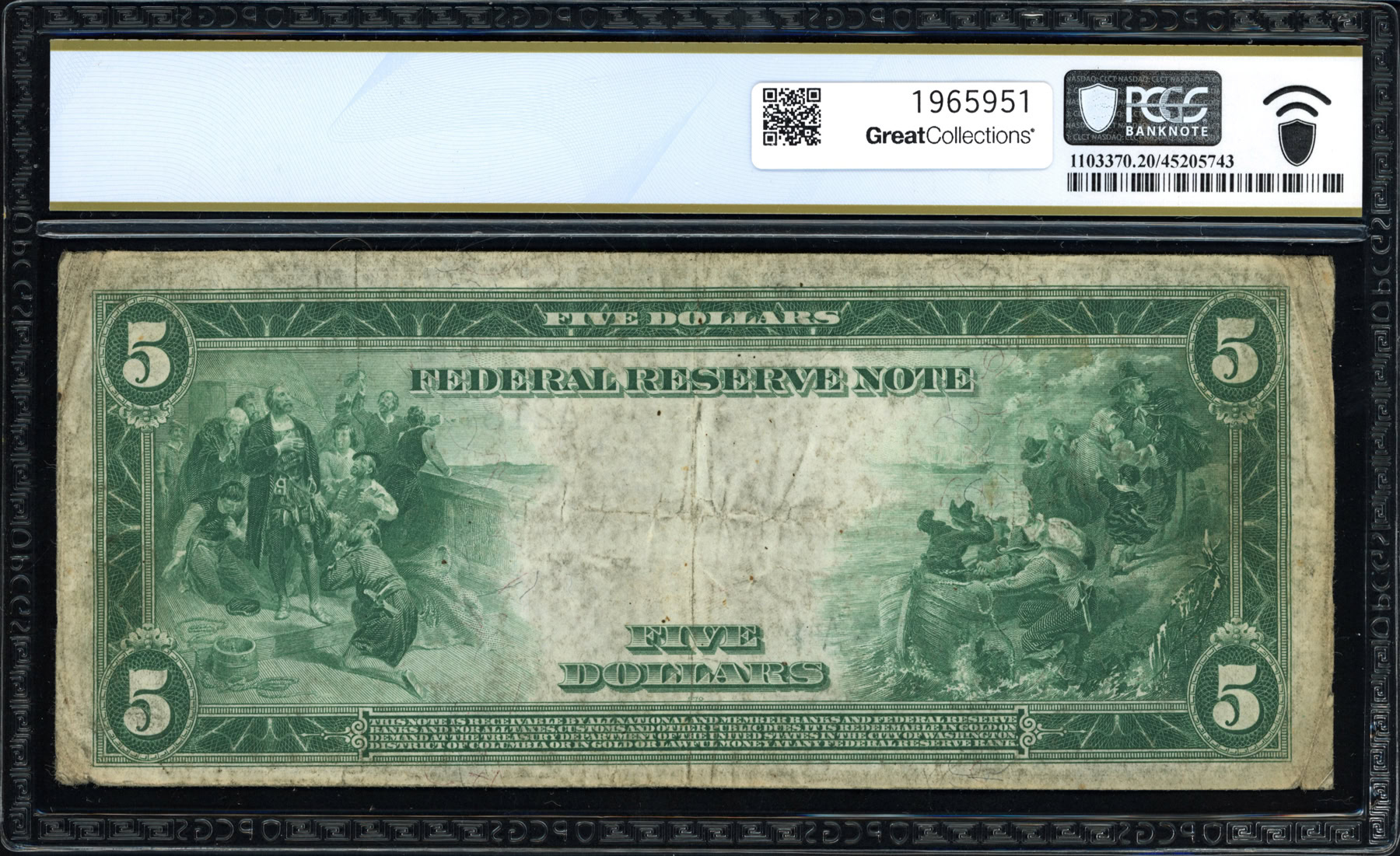 Fr. 845 1914 $5 Boston Federal Reserve Note Burke / Glass PCGS Banknote ...