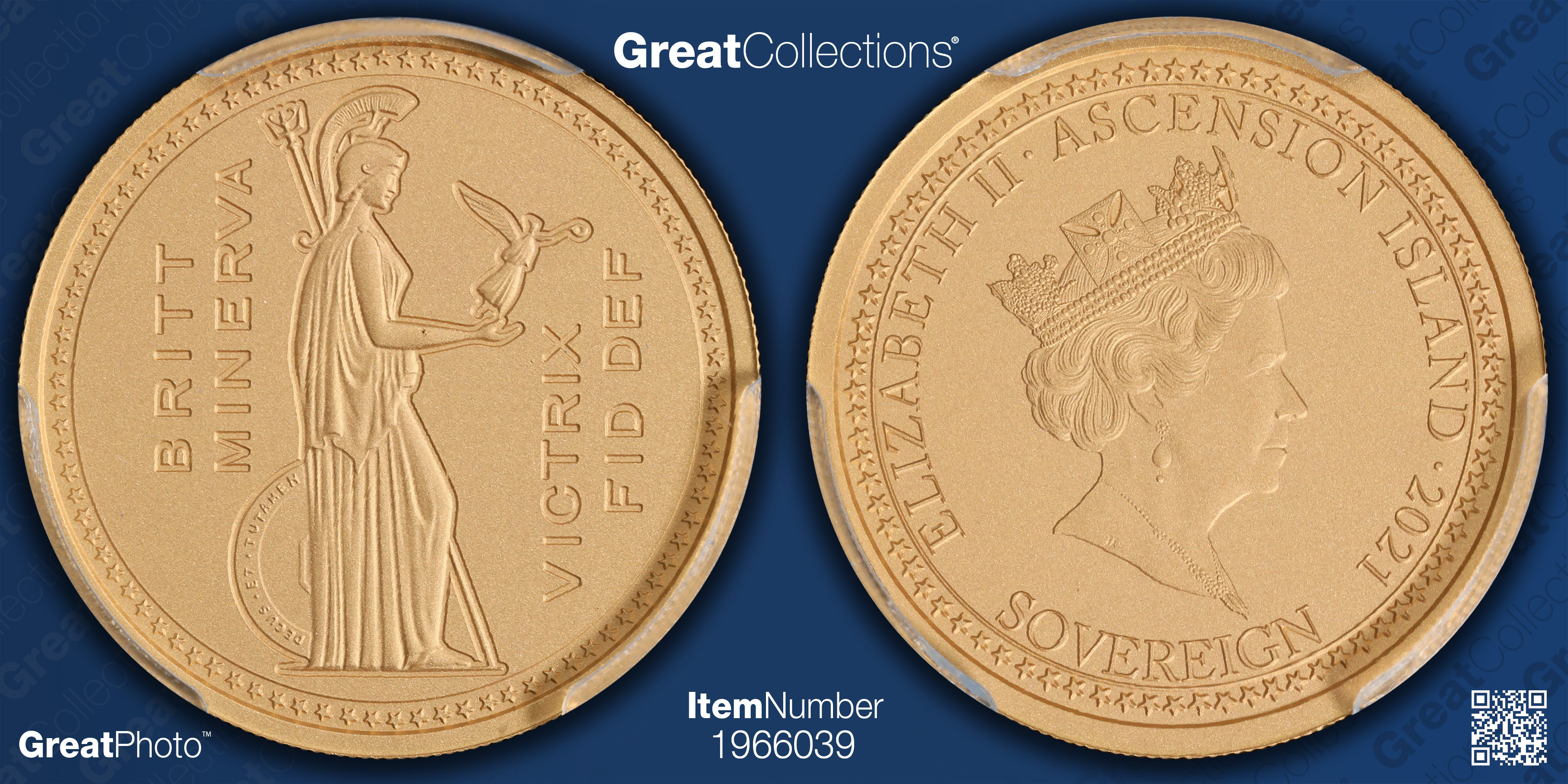 Ascension Island 2021 Gold Sovereign Joseph Bonomi BRITT MINERVA Matte ...