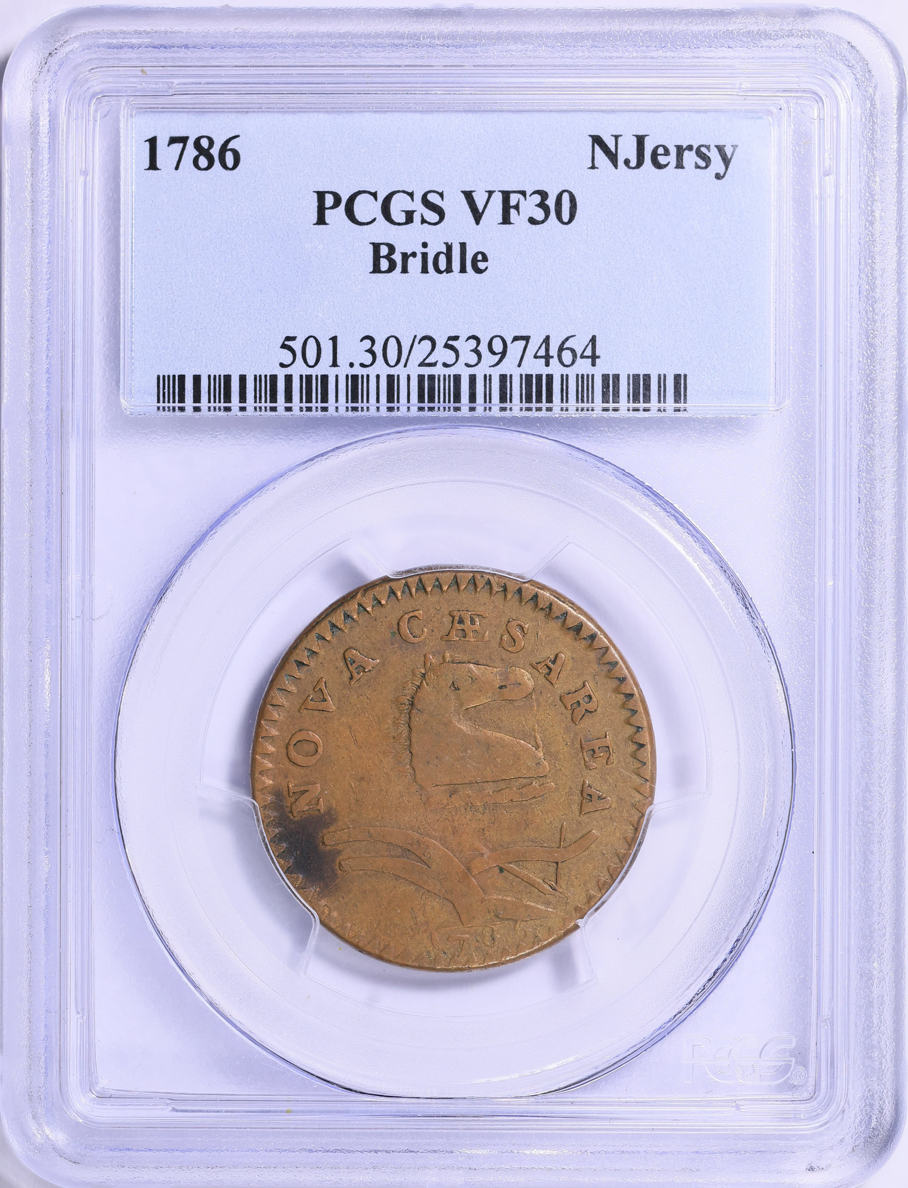 1786 New Jersey Copper Bridle PCGS VF-30 BN (Item 1966217 ...