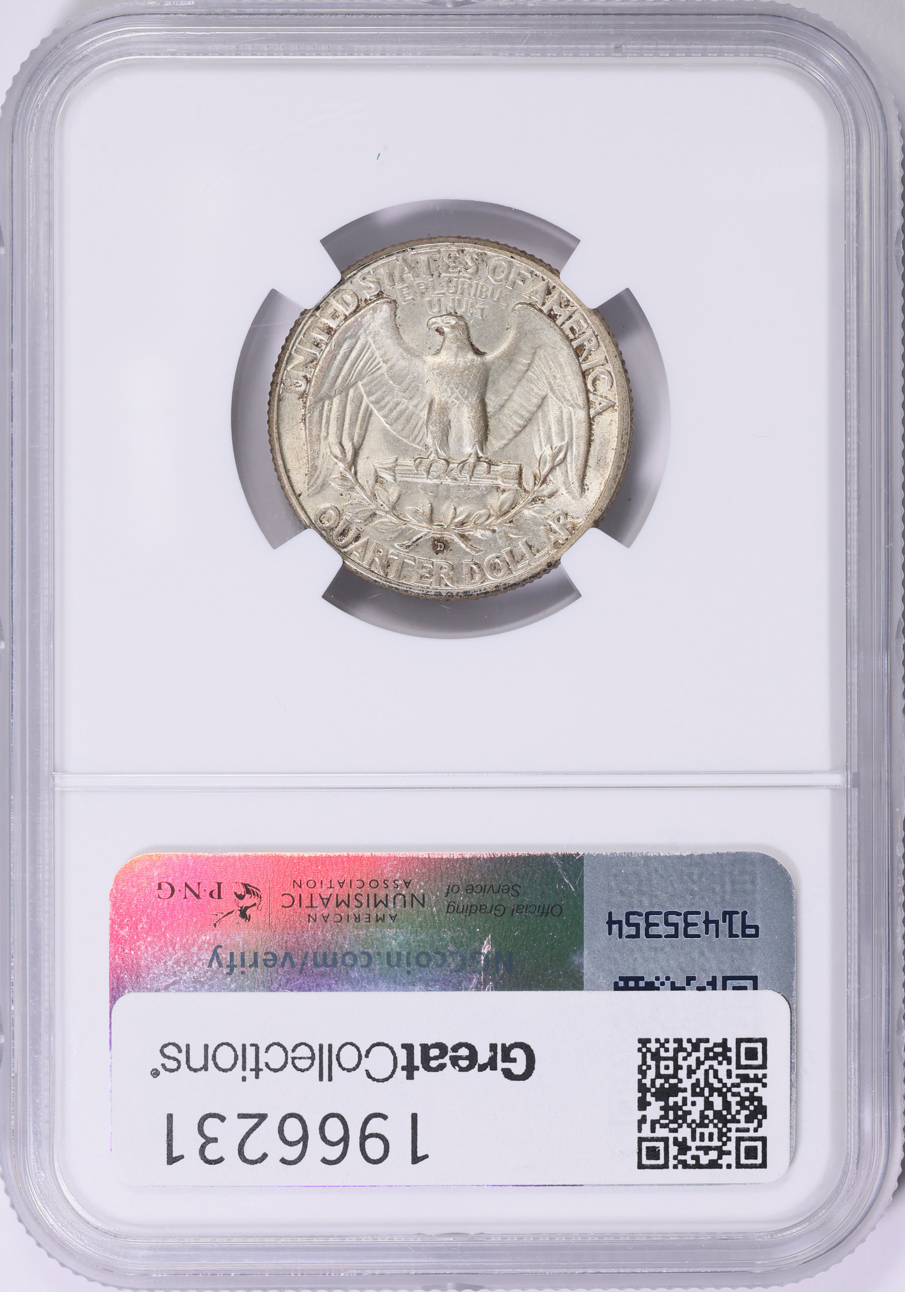 1932-D Washington Quarter NGC AU-58 (CAC Green) (Item 1966231) | GreatCollections Coin Auctions