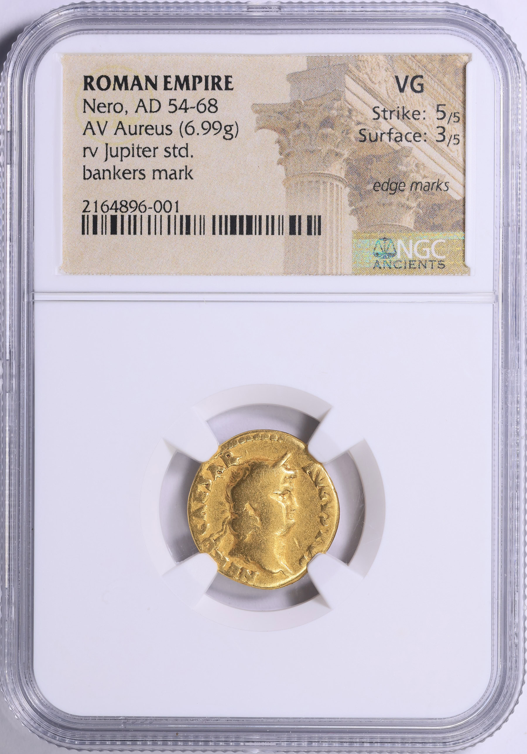 Ancient Roman Empire, Nero (A.D. 54-68) c.A.D. 66-67 Gold Aureus (6 ...