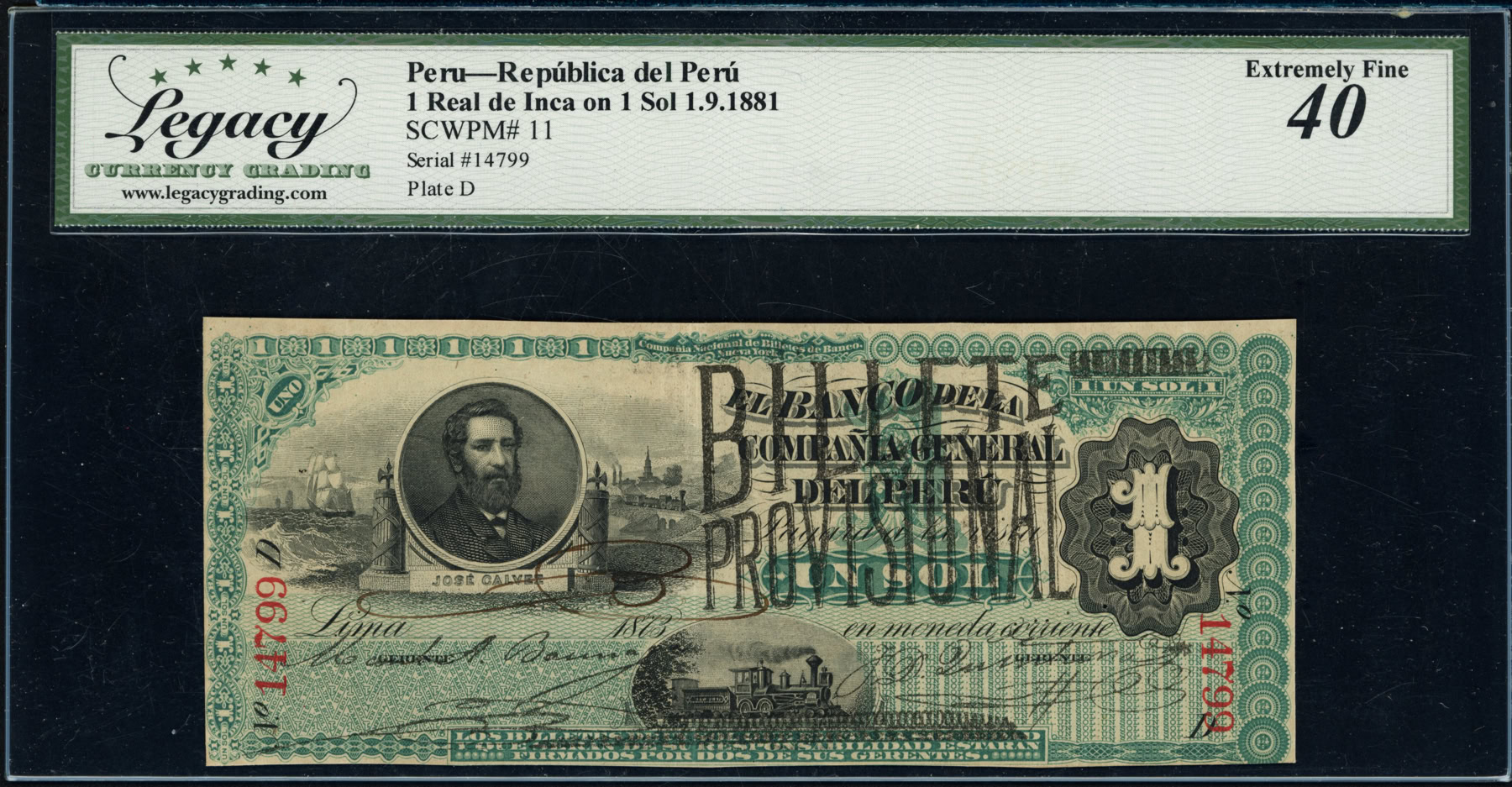 Peru 1881 1 Real de Inca Republica del Peru Note SCWPM-11 Legacy ...