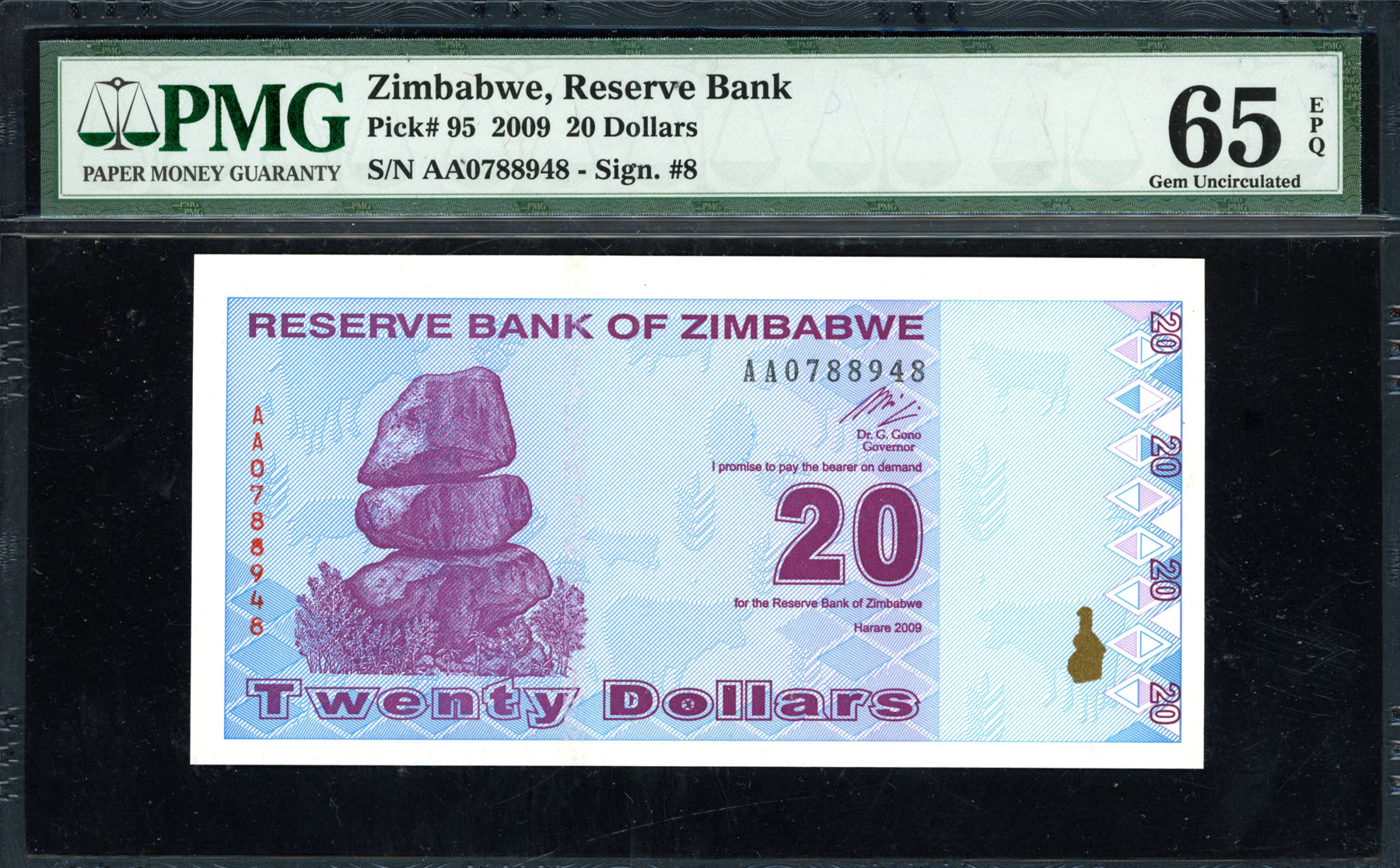Zimbabwe 2009 $20 Reserve Bank Notes *Sequential Serial Number Trio ...