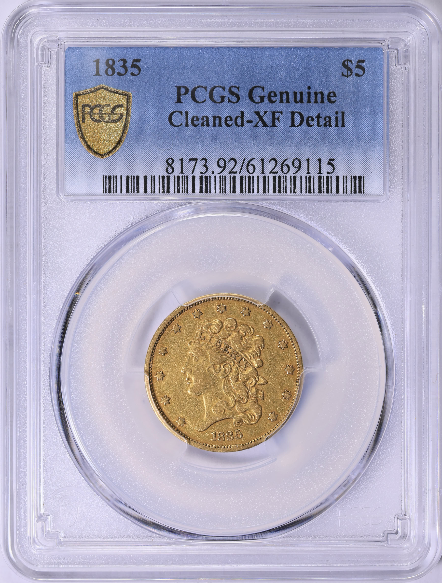 1835 Classic Head Gold Half Eagle PCGS Genuine XF Details (Item 1966723 ...