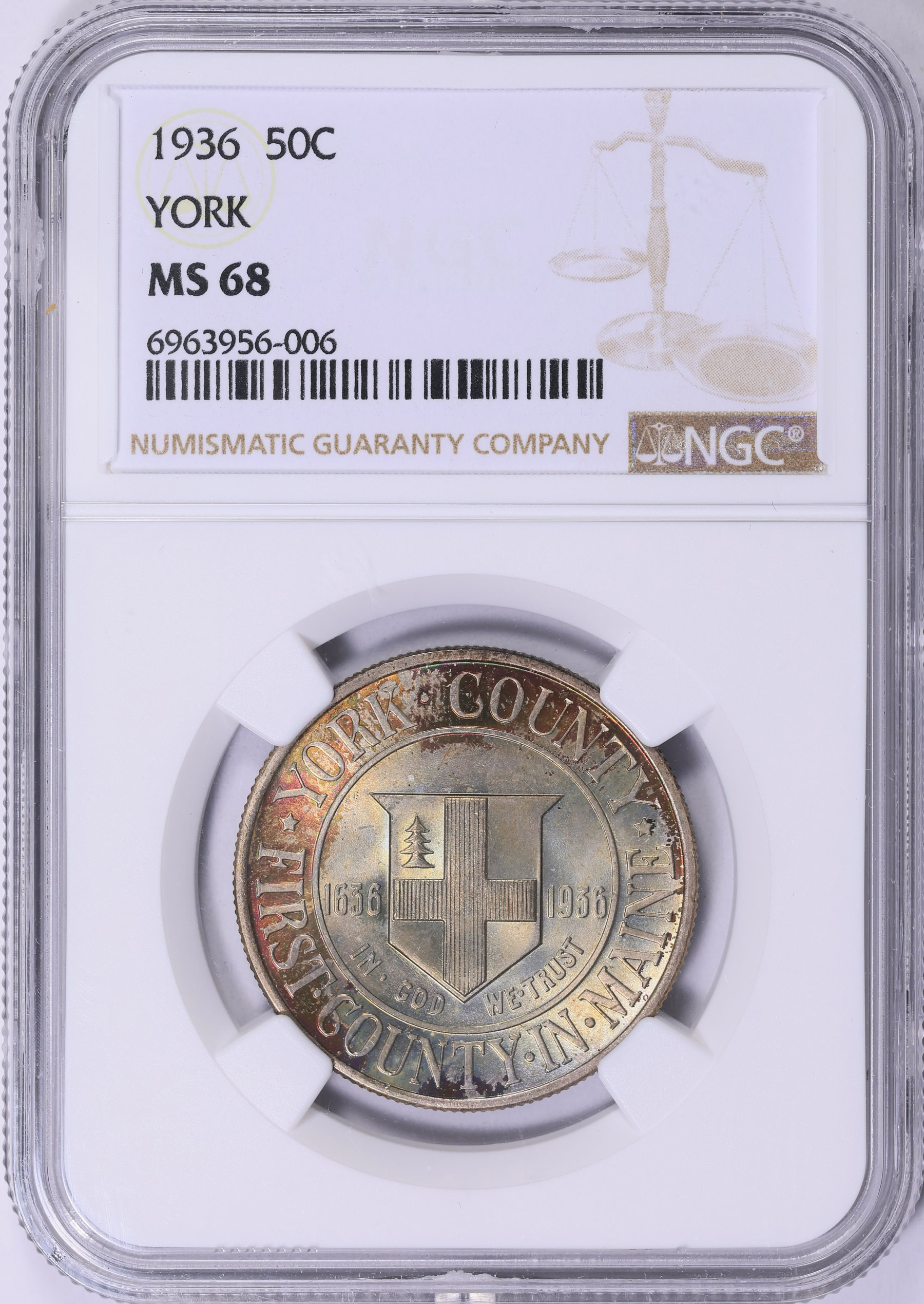 1936 York County, Maine, Tercentenary Half Dollar NGC MS-68 (Toned ...