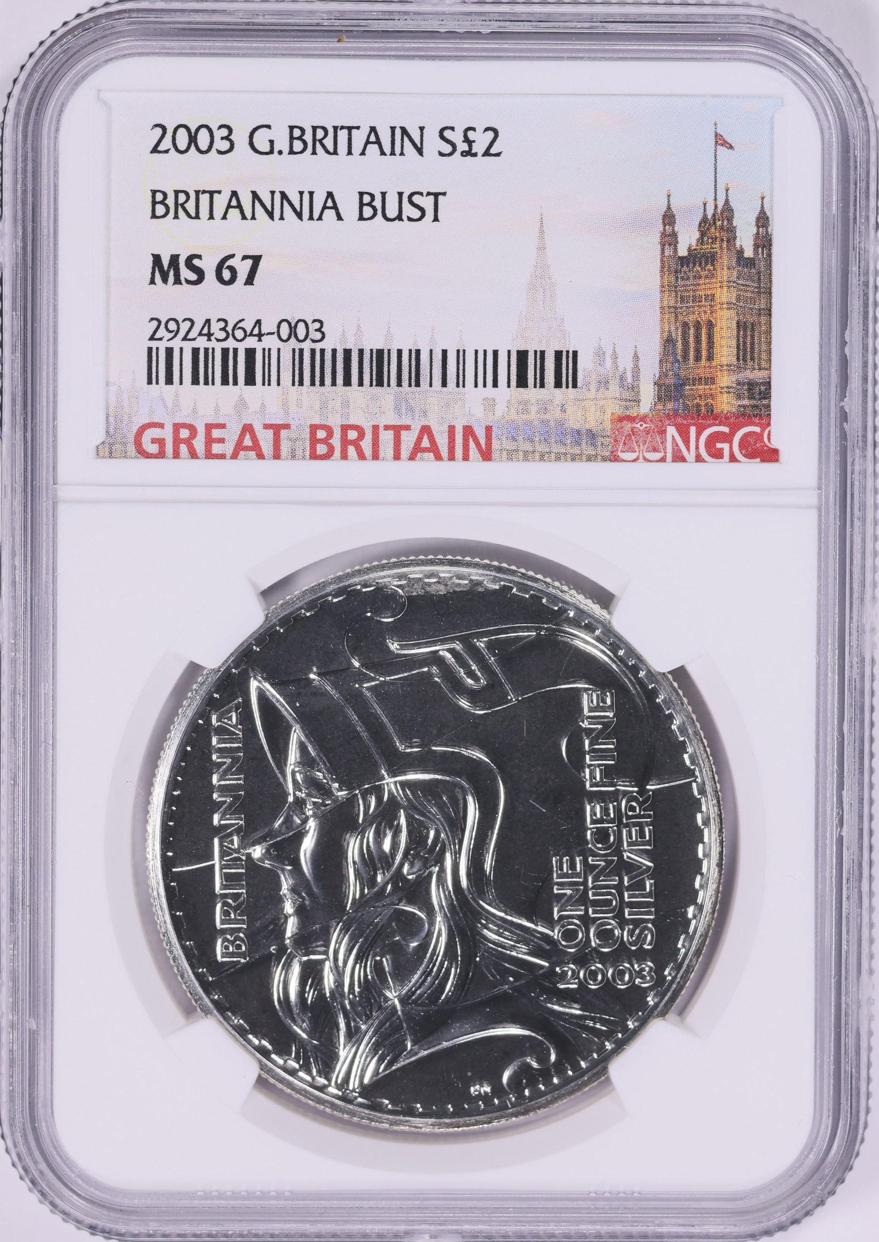 Great Britain 2003 Silver £2 Britannia KM-1039 NGC MS-67 (Item 1966958 ...
