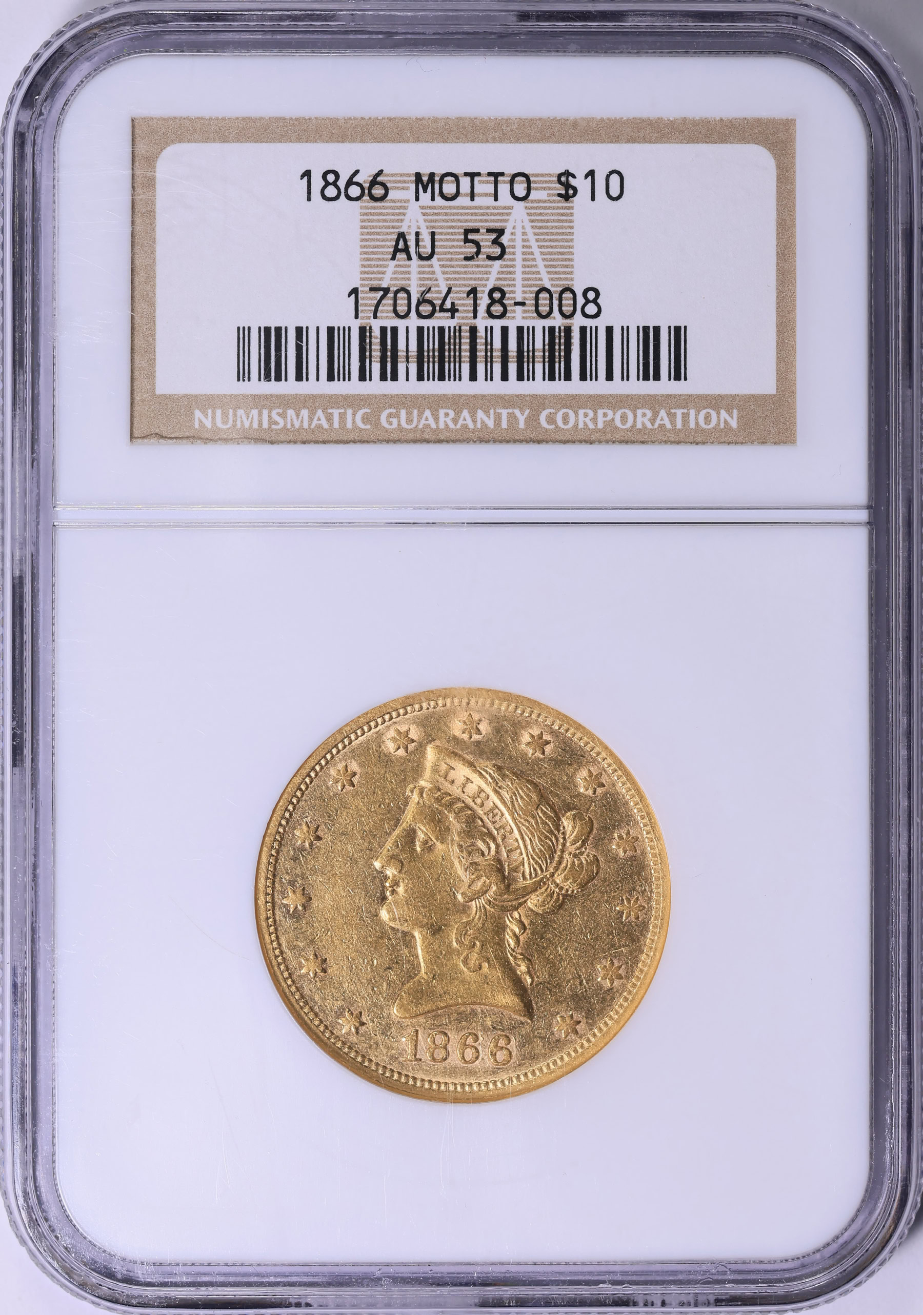 1866 Liberty Gold Eagle Motto NGC AU-53 (Item 1967058 ...
