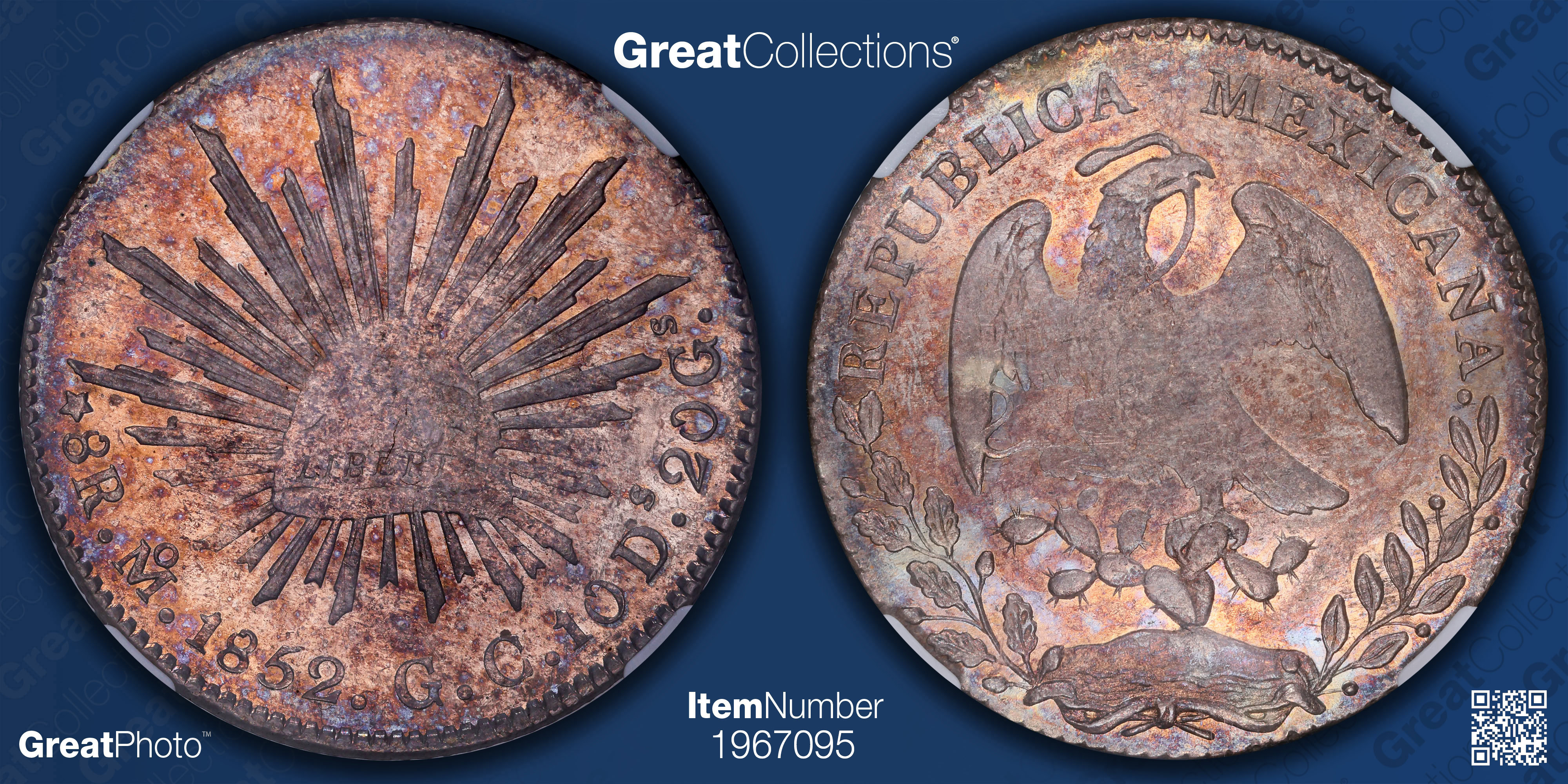 Mexico 1852-Mo GC Silver 8 Reales KM-377.10 NGC AU-55 (Item 1967095 ...