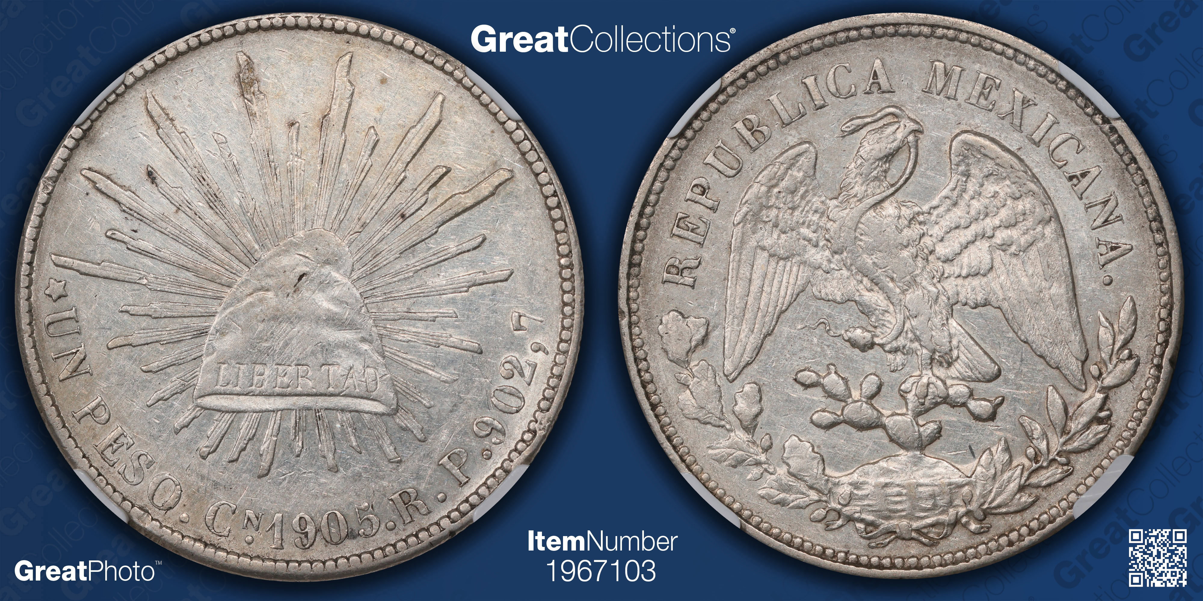 Mexico 1905-Cn RP Silver Peso KM-409 NGC AU-53 (Item 1967103 ...