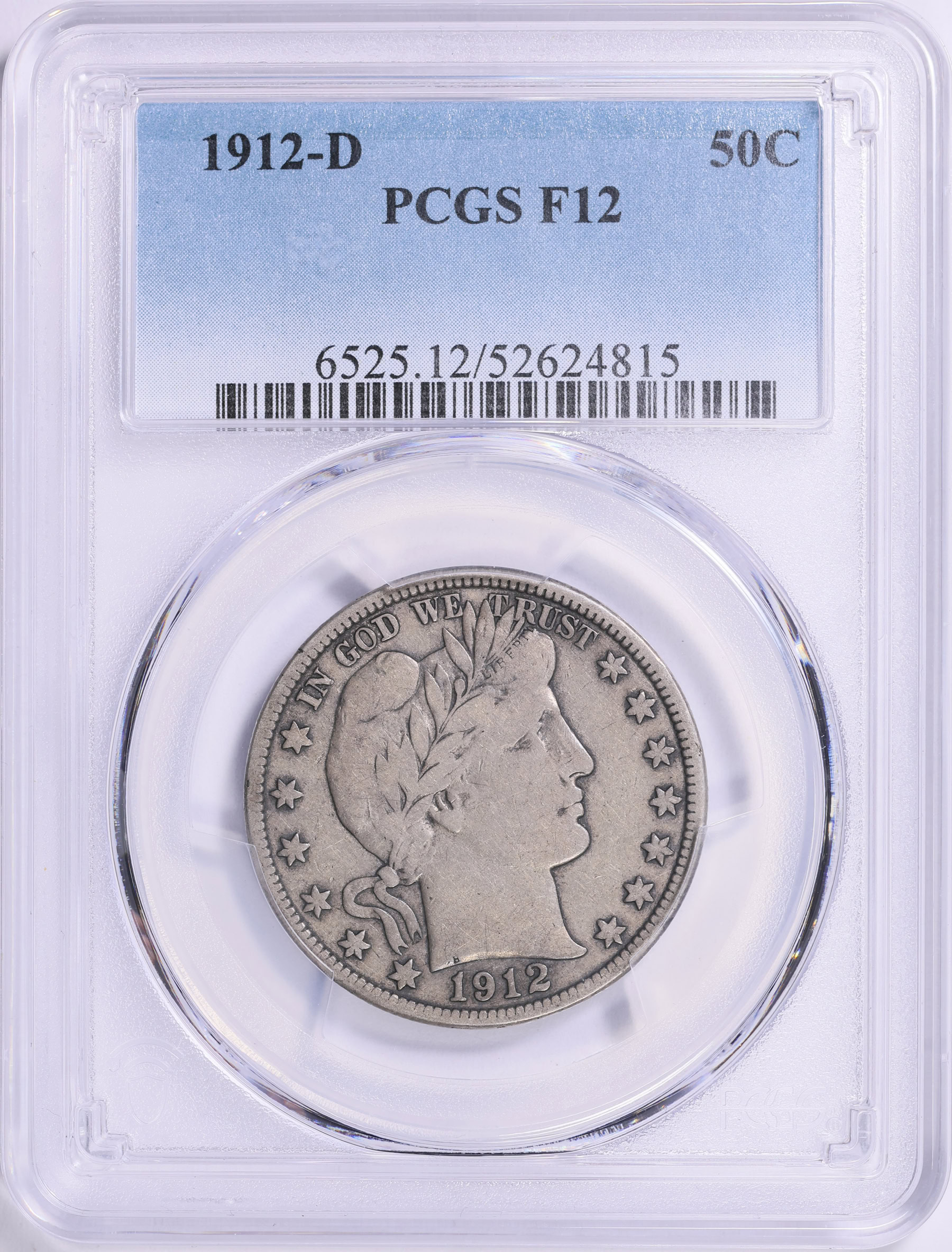 1912-D Barber Half Dollar PCGS F-12 (Item 1967146) | GreatCollections Coin Auctions