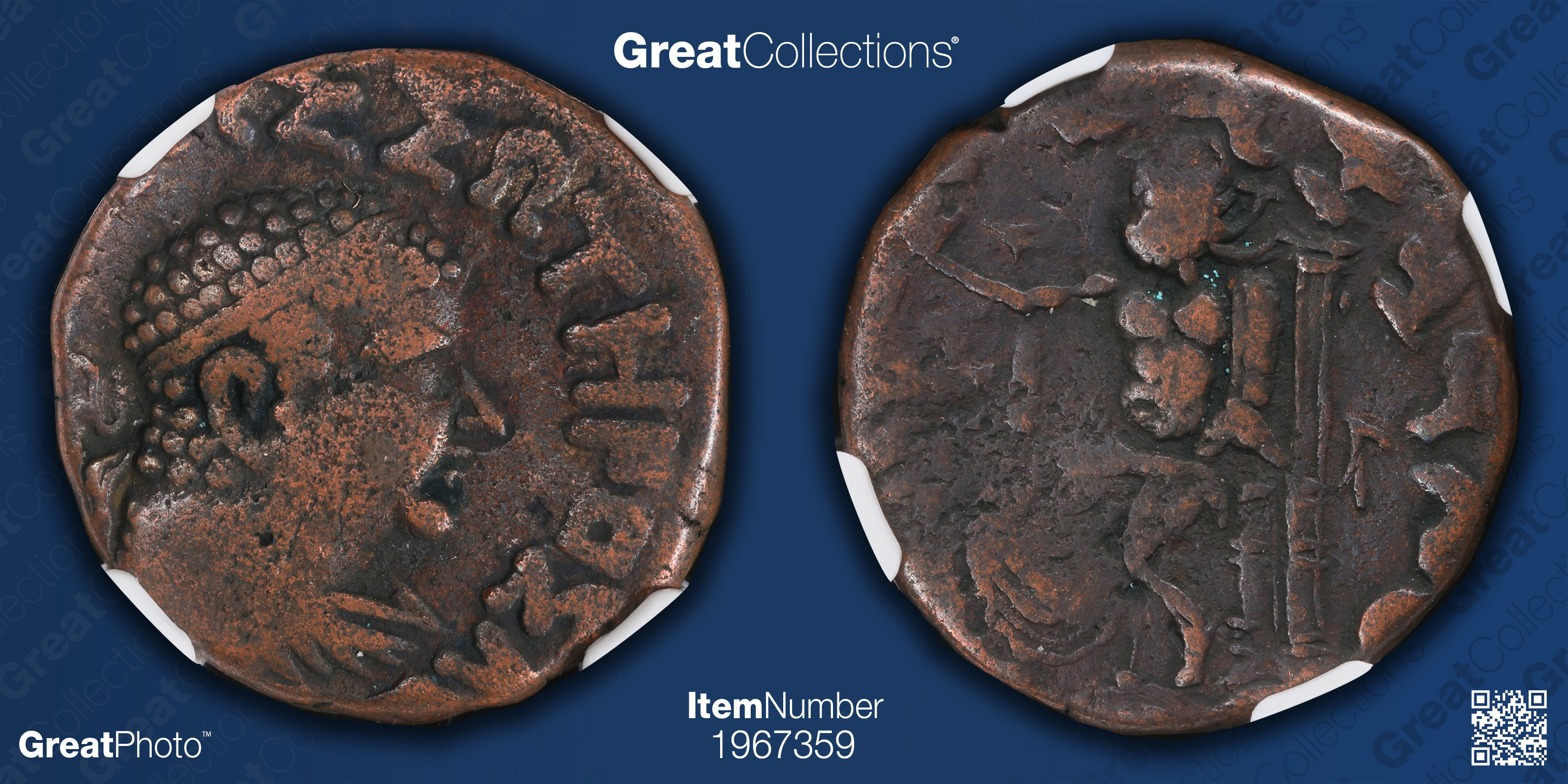 Ancient Bactria, Indo-Greeks. Hermaeus (c.105-90 B.C.) AE Tetradrachm ...