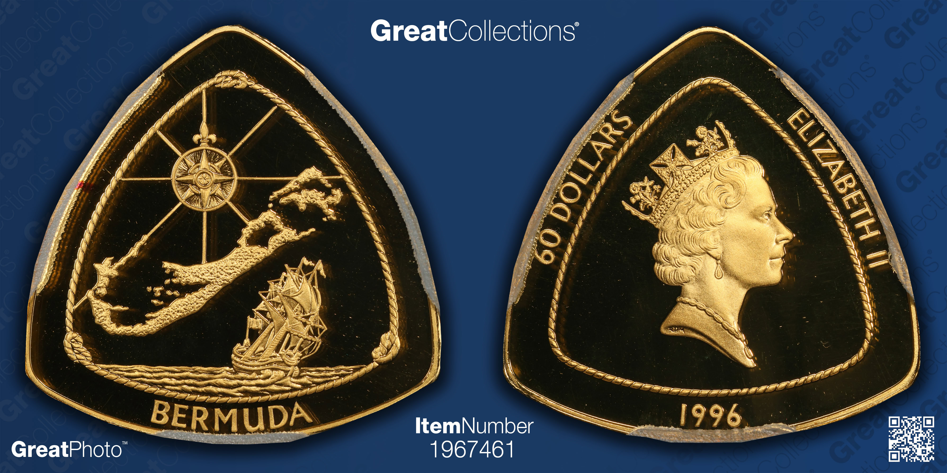 Bermuda 1996 Gold $60 Bermuda Triangle KM-93 With Case of Issue PCGS ...