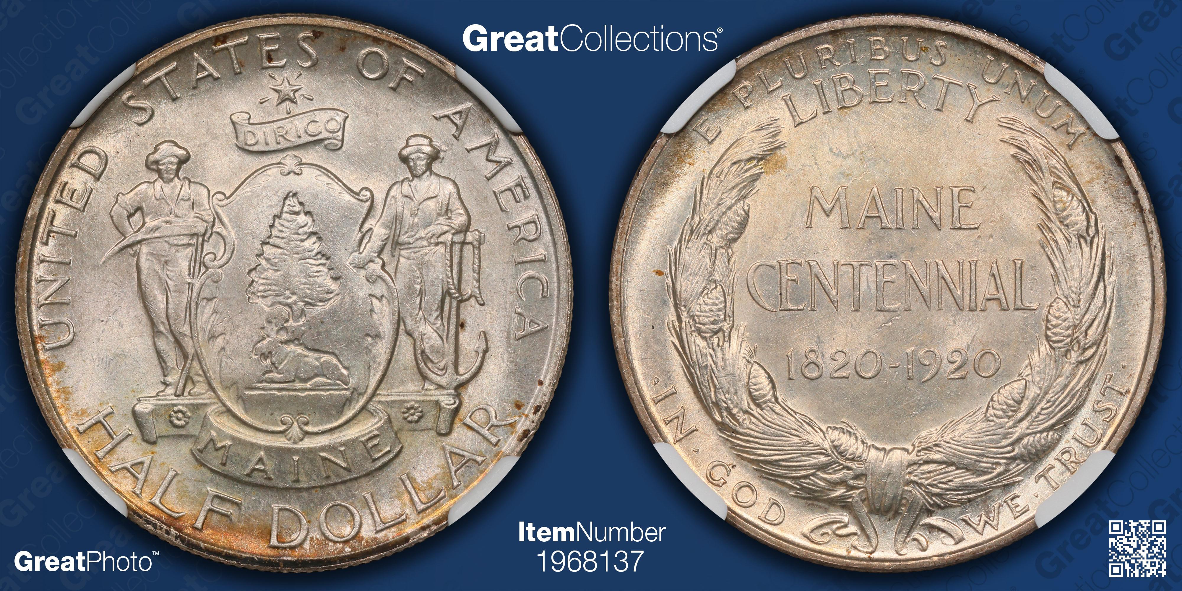 1920 Maine Centennial Half Dollar NGC MS-66+ (CAC Green) (Item 1968137 ...