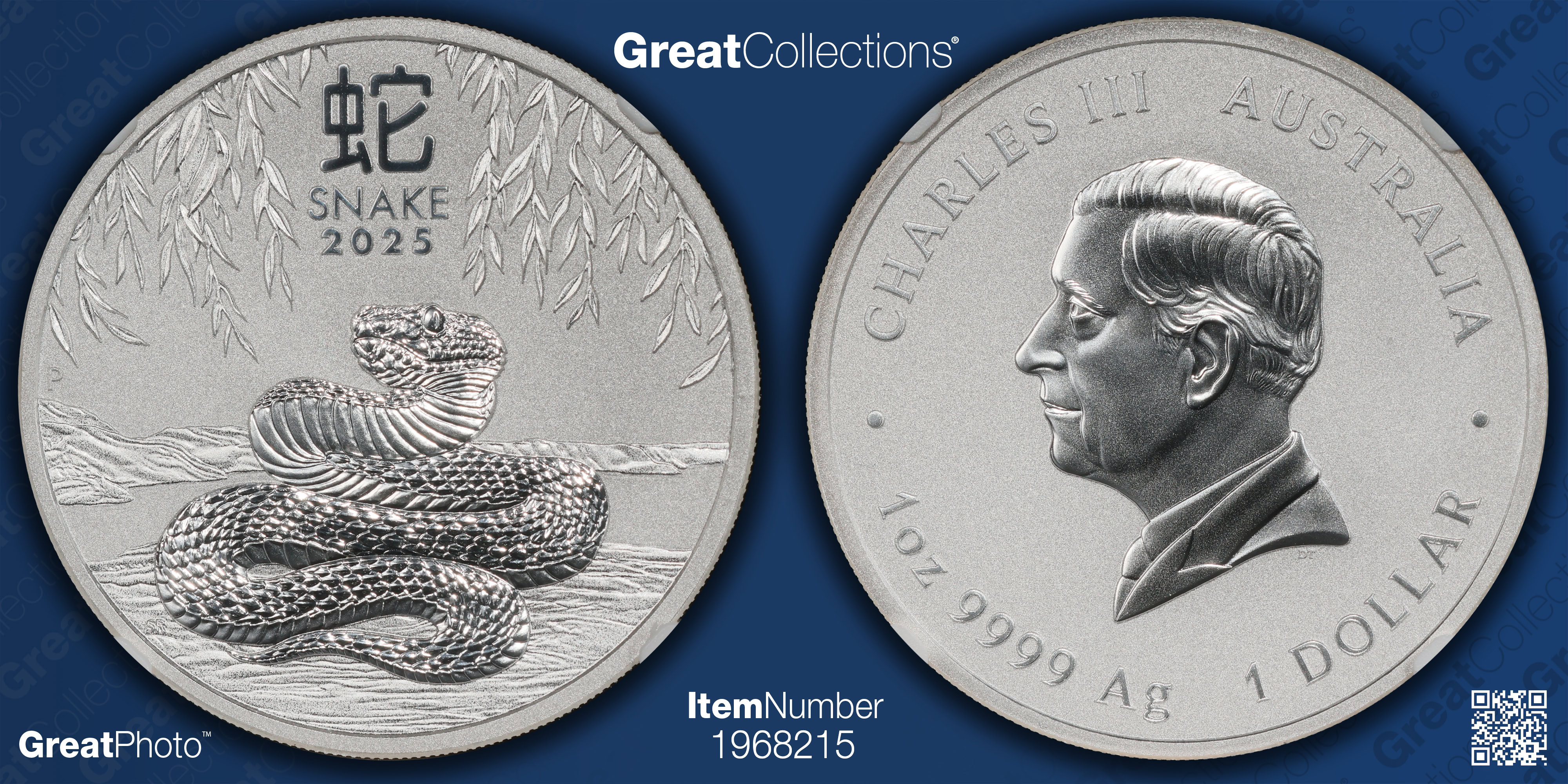 Australia 2025-P Silver Dollar Lunar Series, Year of the Snake KM-4811 ...