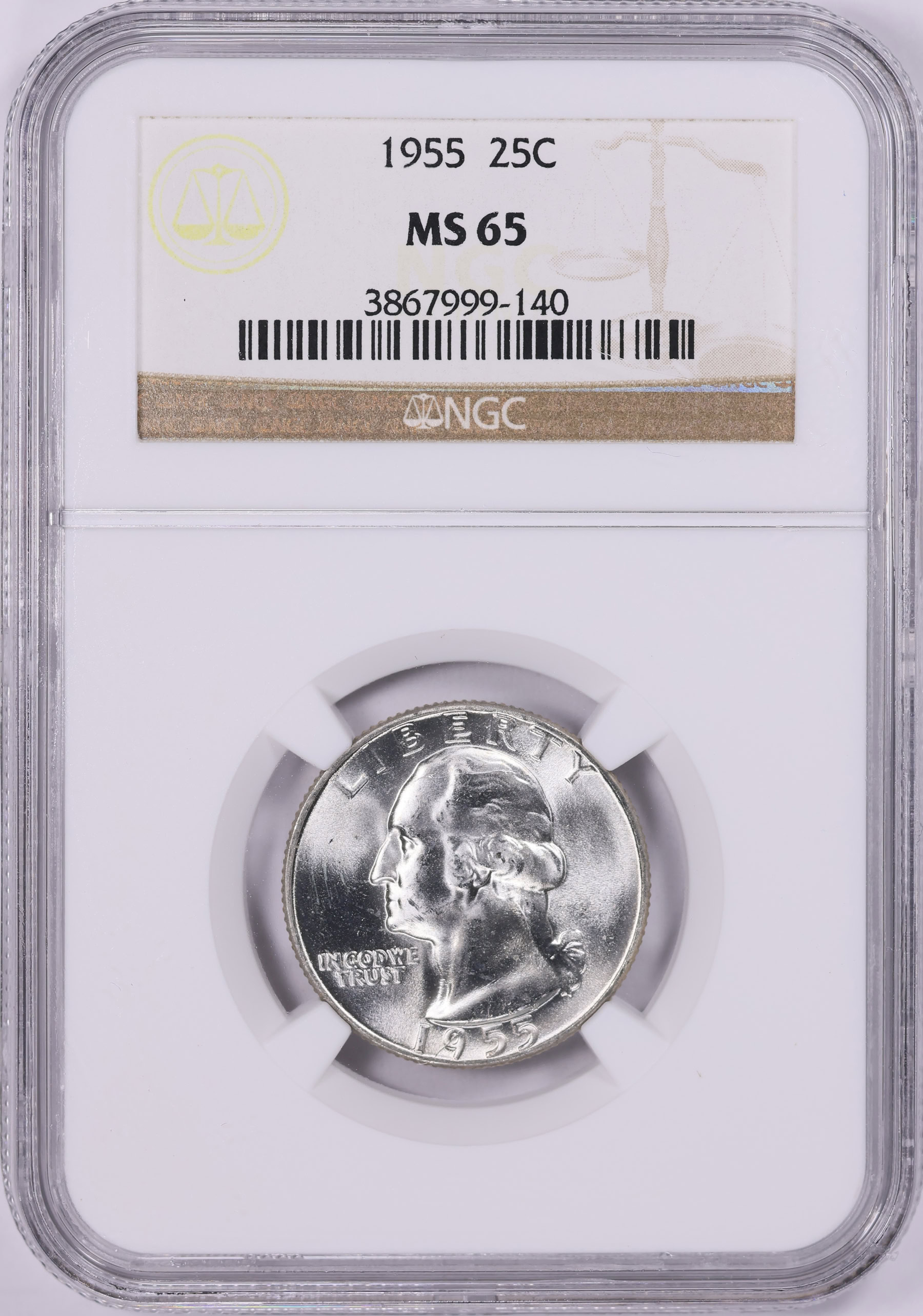 1955 Washington Quarter NGC MS-65 (Item 1968292) | GreatCollections ...